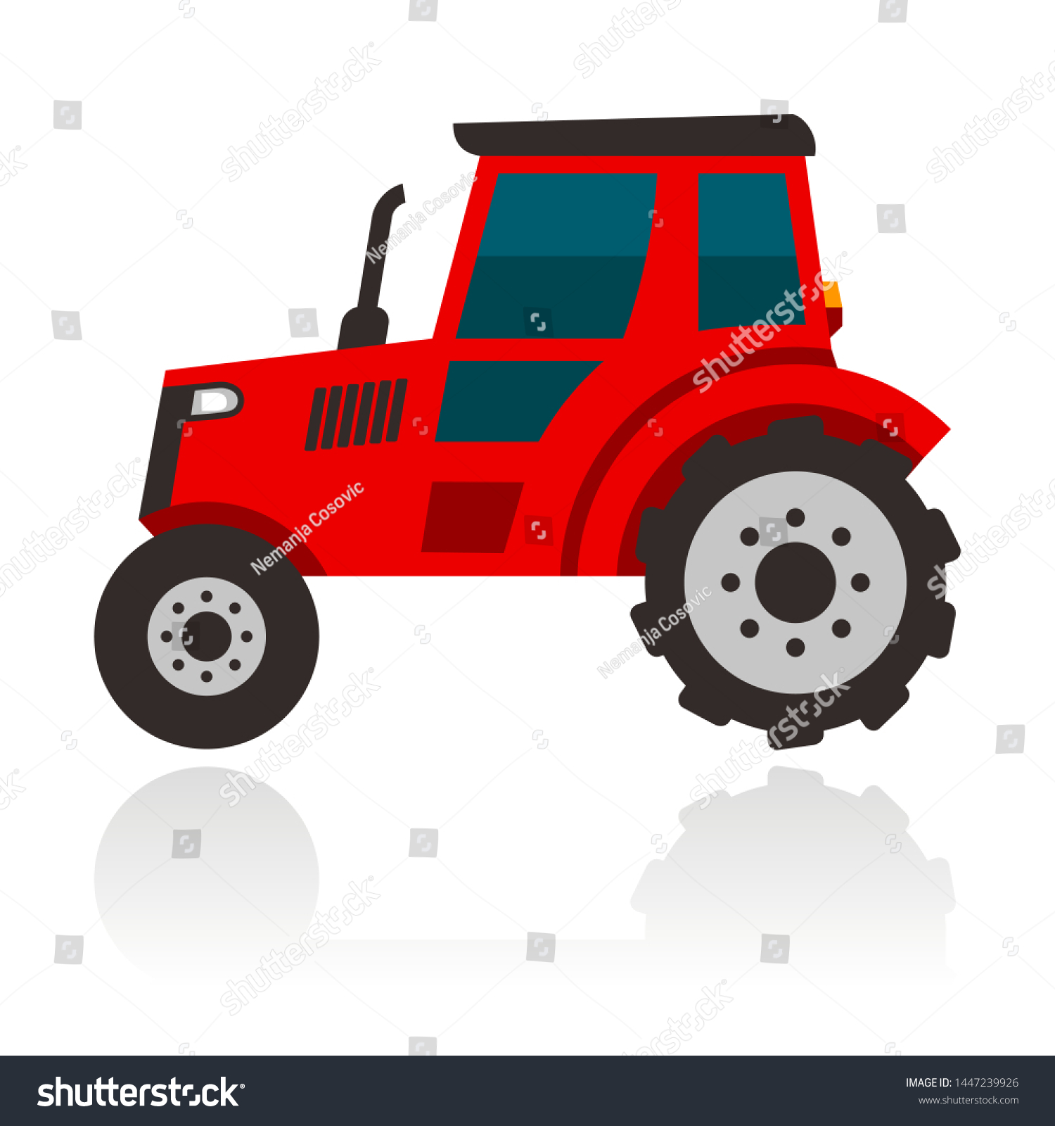 Modern Red Tractor Vector Illustration: เวกเตอร์สต็อก (ปลอดค่าลิขสิทธิ์ ...