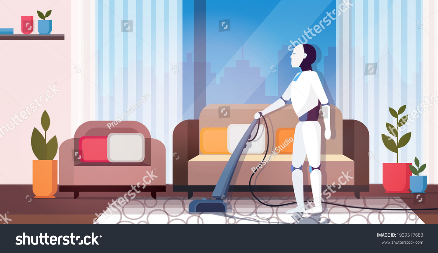 Modern Robot Using Vacuum Cleaner Robotic Stock Vector (Royalty Free ...