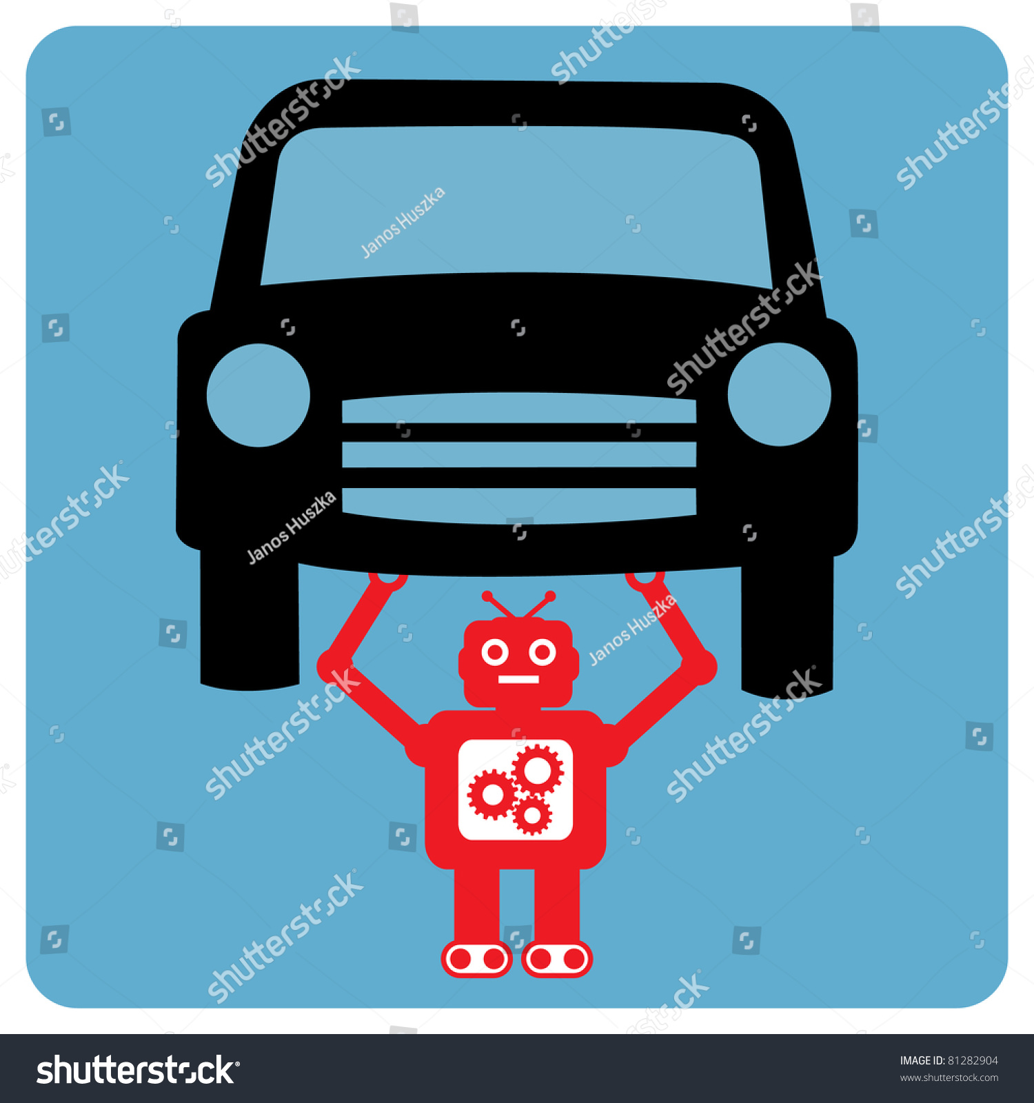 Modern Robot With Car Stock Vector Illustration 81282904 : Shutterstock