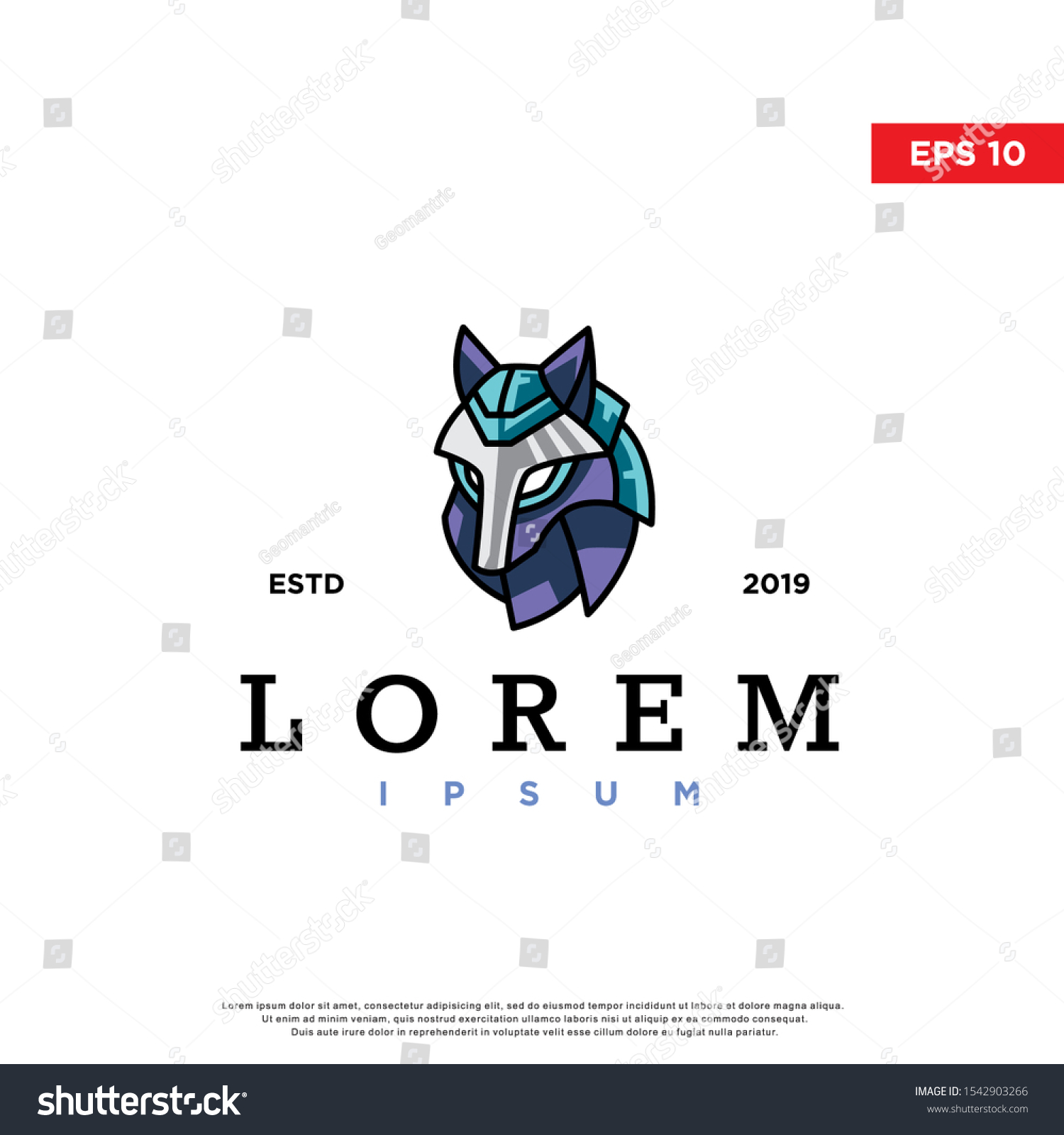 Modern Robotic Wolf Logo Simple Icon: vector de stock (libre de ...