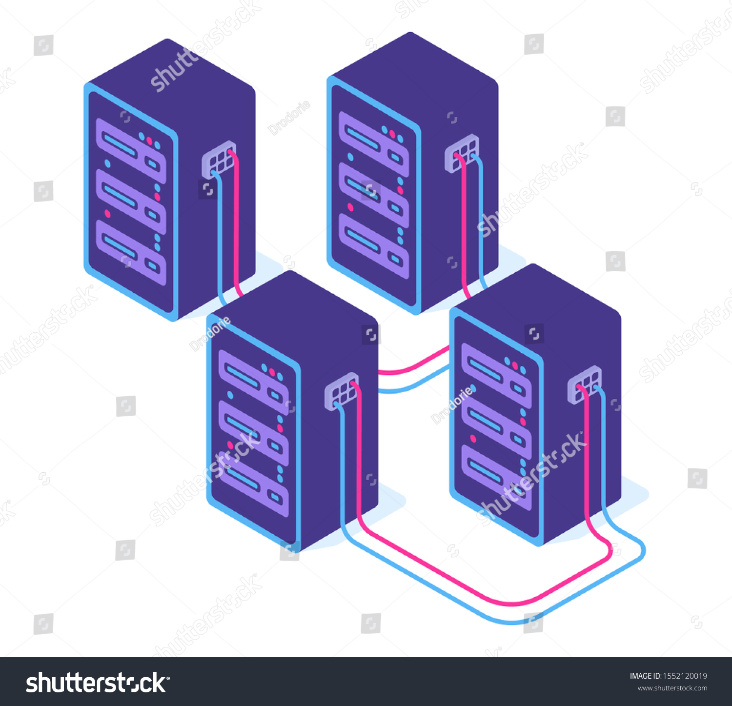Modern Server Room Vector Isometric Illustration Stock Vector (Royalty ...