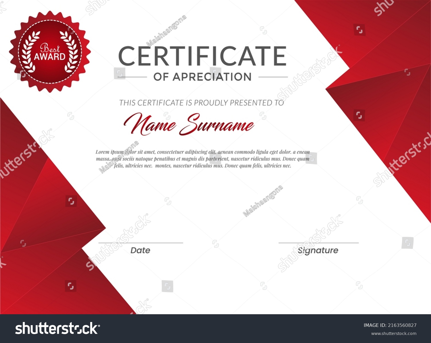 Modern Simple Certificate Template Design Stock Vector (Royalty Free ...