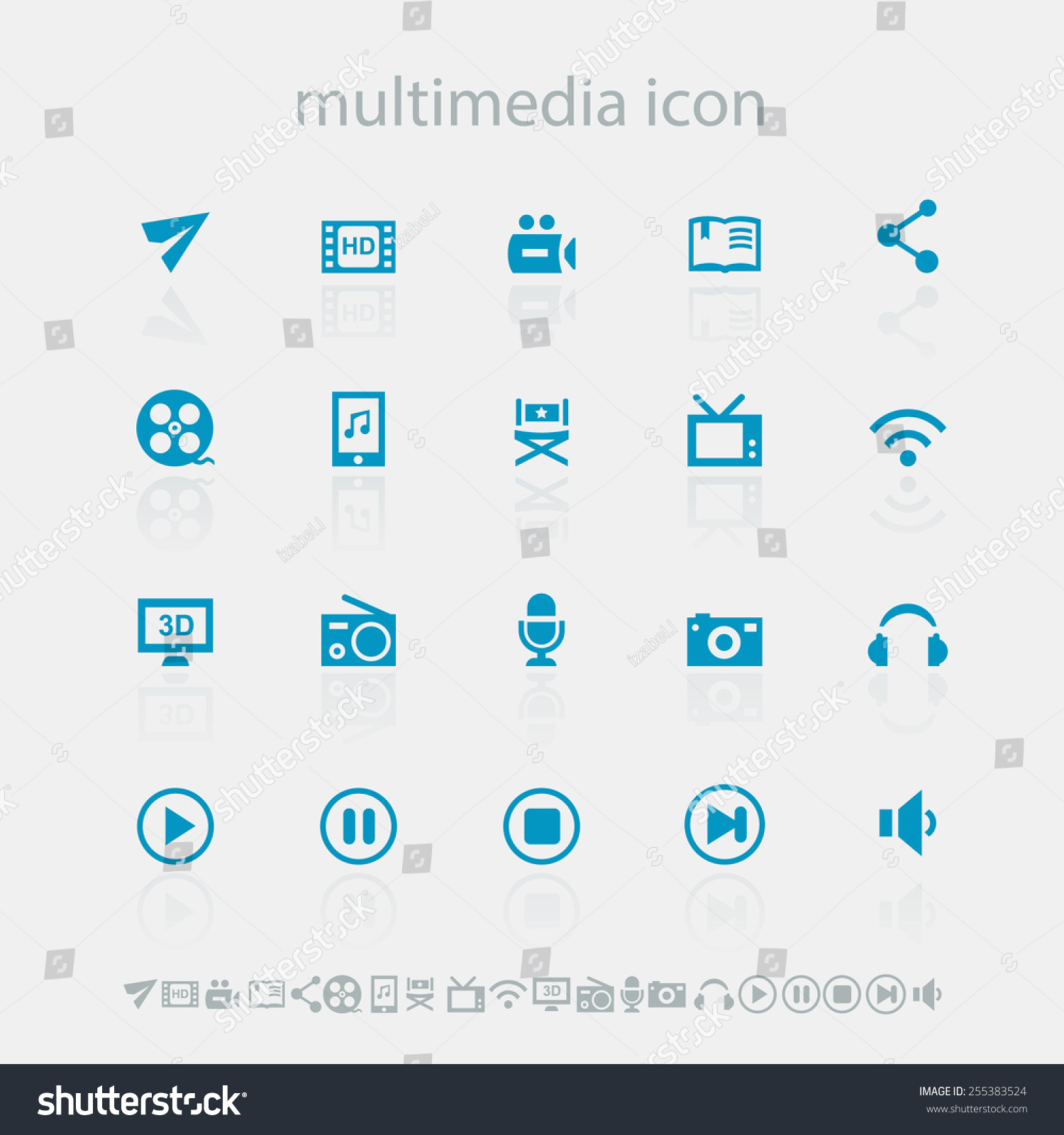Modern Simple Flat Design Multimedia Icons Stock Vector (Royalty Free ...