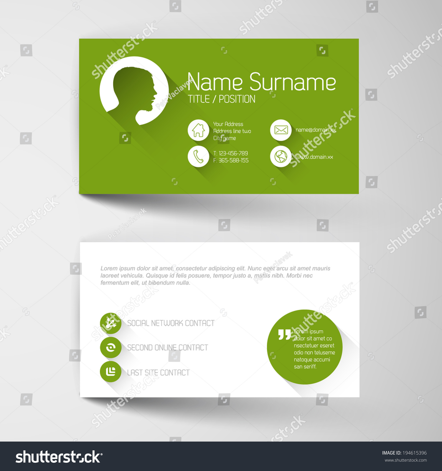 Modern Simple Green Business Card Template Stock Vector (Royalty Free ...