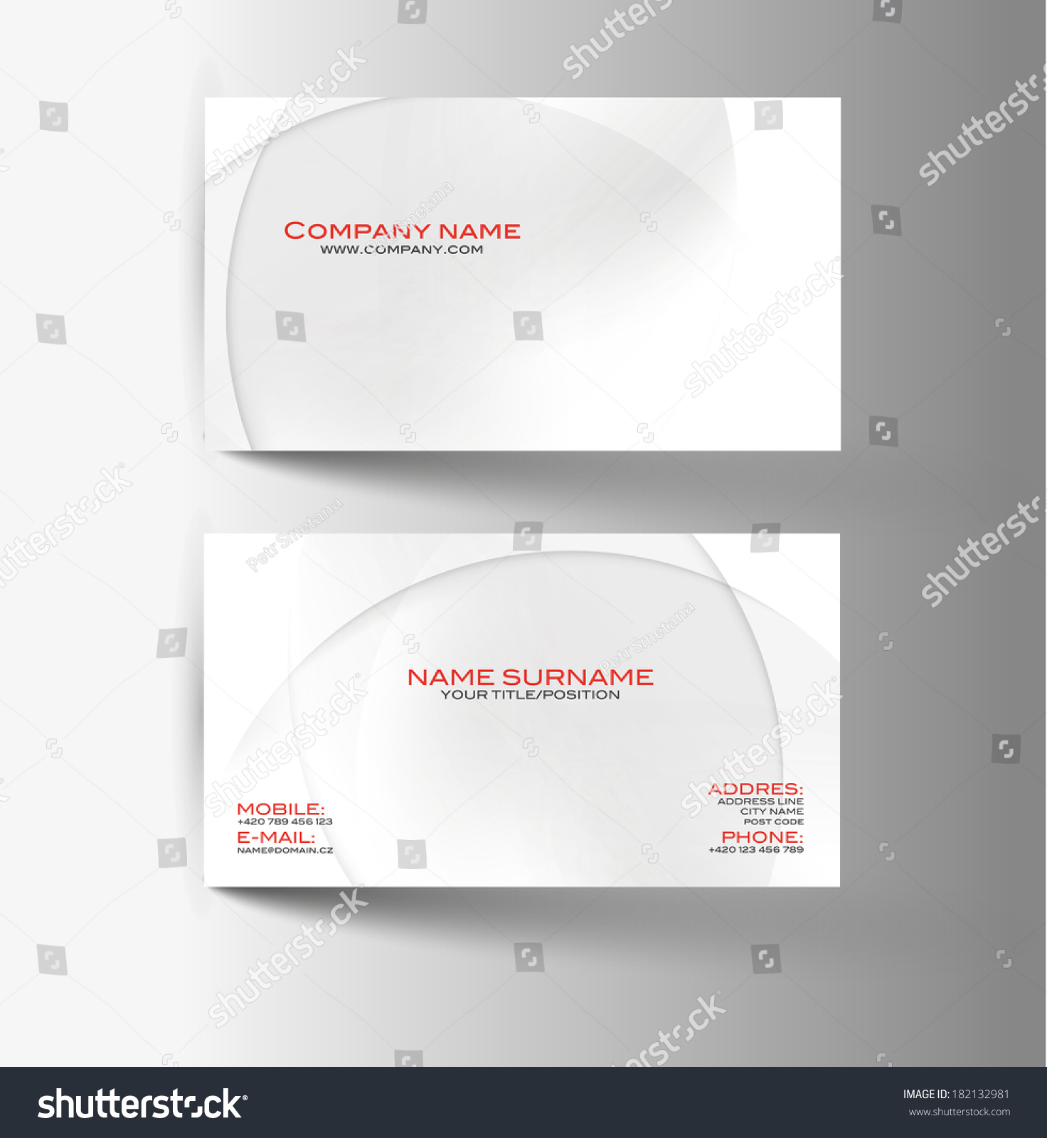 Modern Simple Light Business Card Stock Vector (Royalty Free) 182132981 ...
