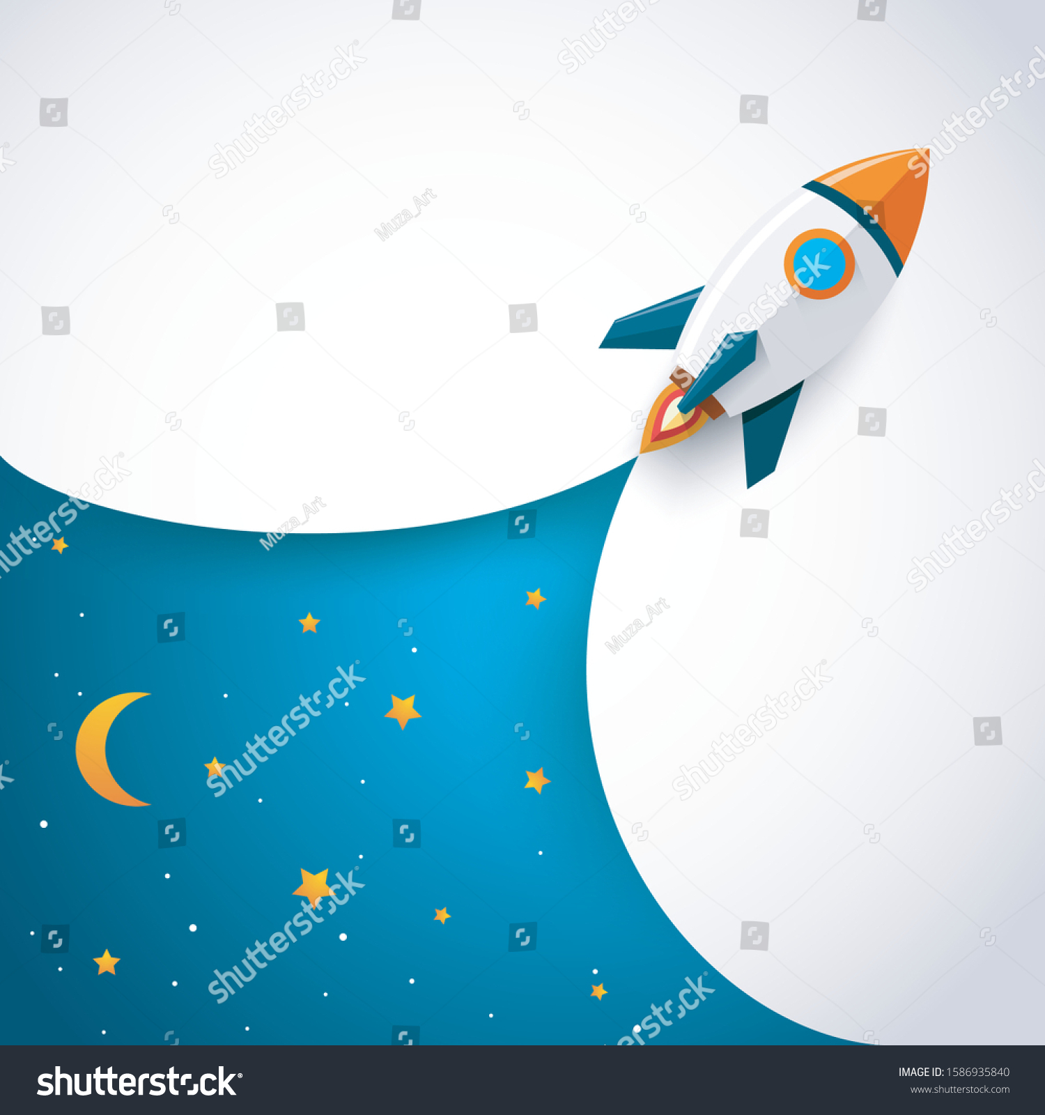 Modern Space Rocket Flat Design Stock Vector (Royalty Free) 1586935840 ...