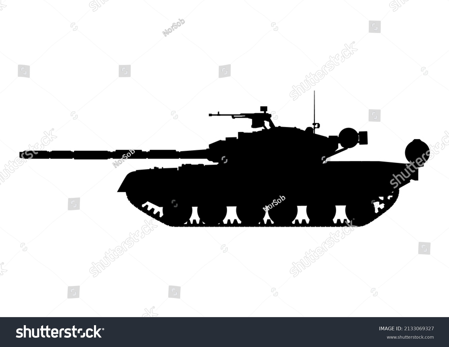 Vektor Stok Modern Tank Silhouette Side View Vector (Tanpa Royalti ...