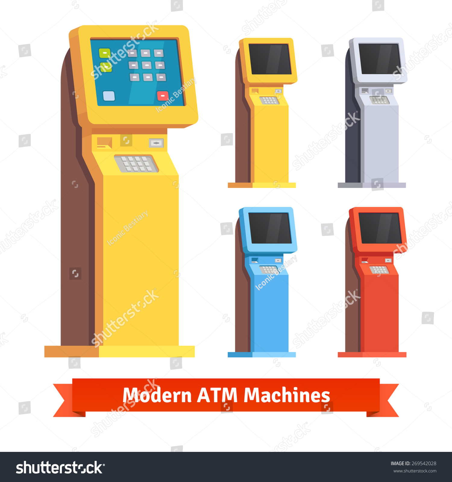 Modern Teller Atm Machine Flat Style Stock Vector (Royalty Free ...