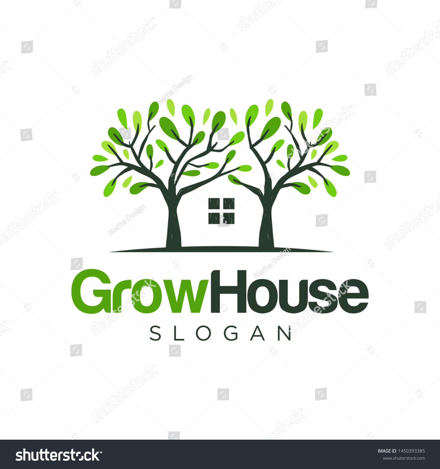 Modern Tree House Shape Logo Design Stock Vector (Royalty Free ...