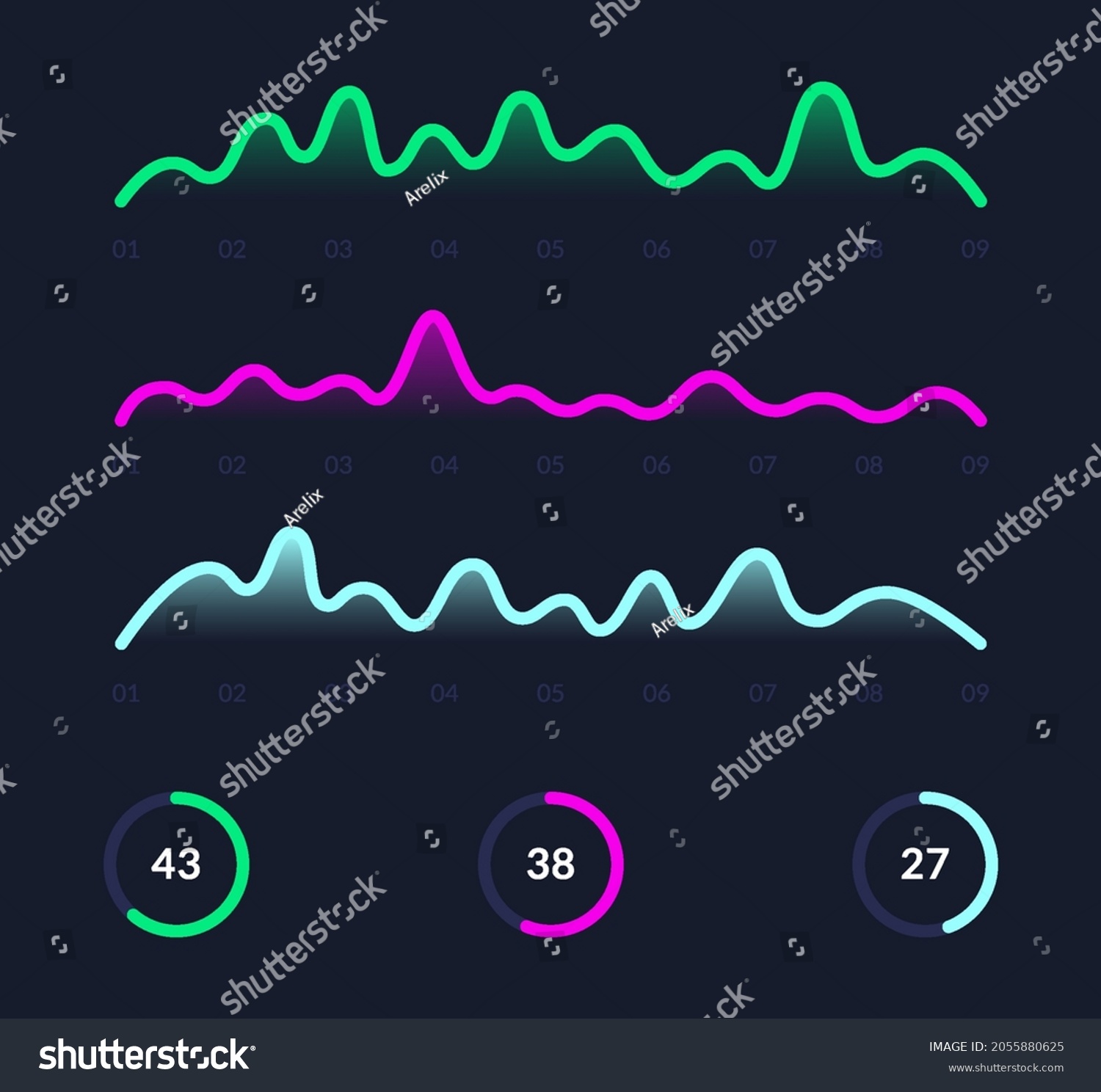 Modern Ui Chart Infographic Admin Data Stock Vector (Royalty Free ...