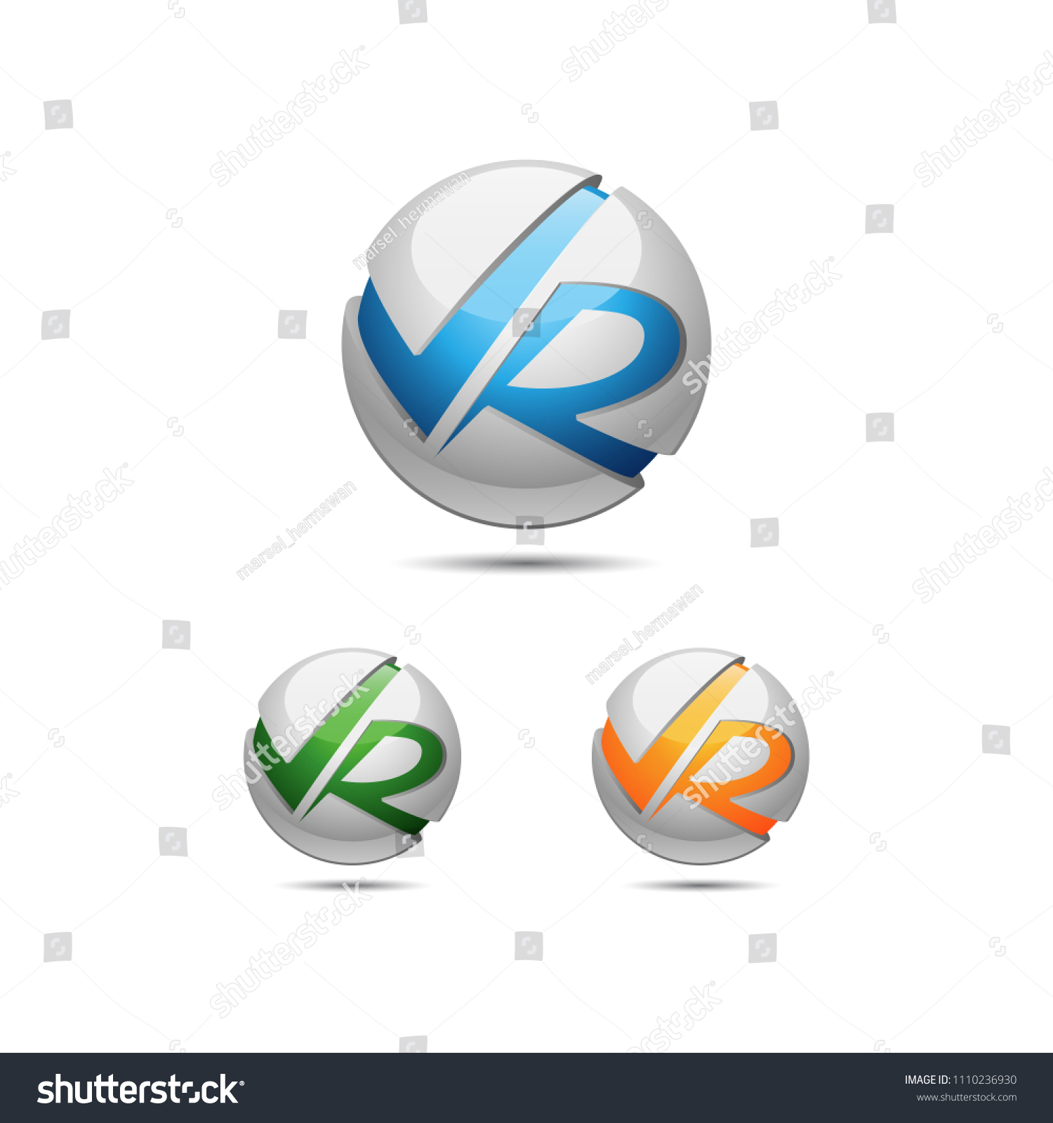Modern Vr Logo 3d Sphere Stock Vector (Royalty Free) 1110236930 ...