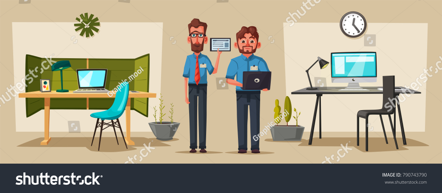 Modern Workplace Creative Character Office Work Stock Vector (Royalty ...