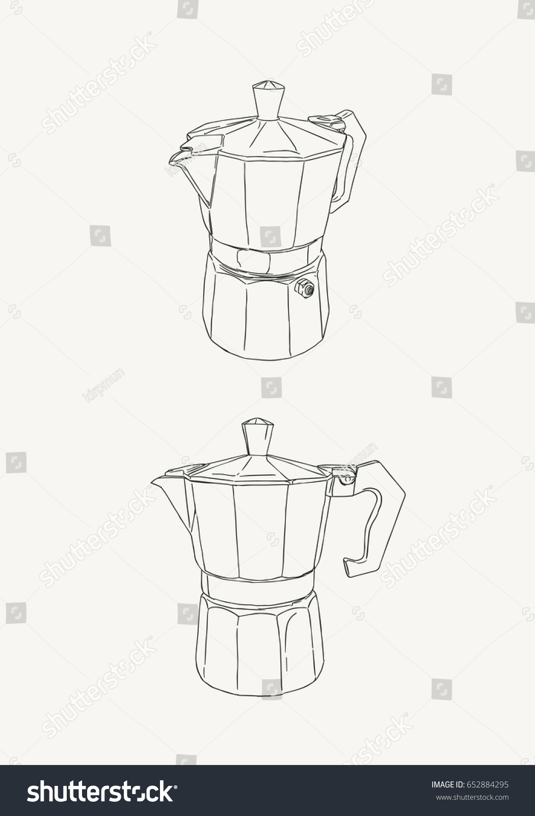 Moka Pot Coffee Brewing Method Sketch Stock Vector (Royalty Free) 652884295