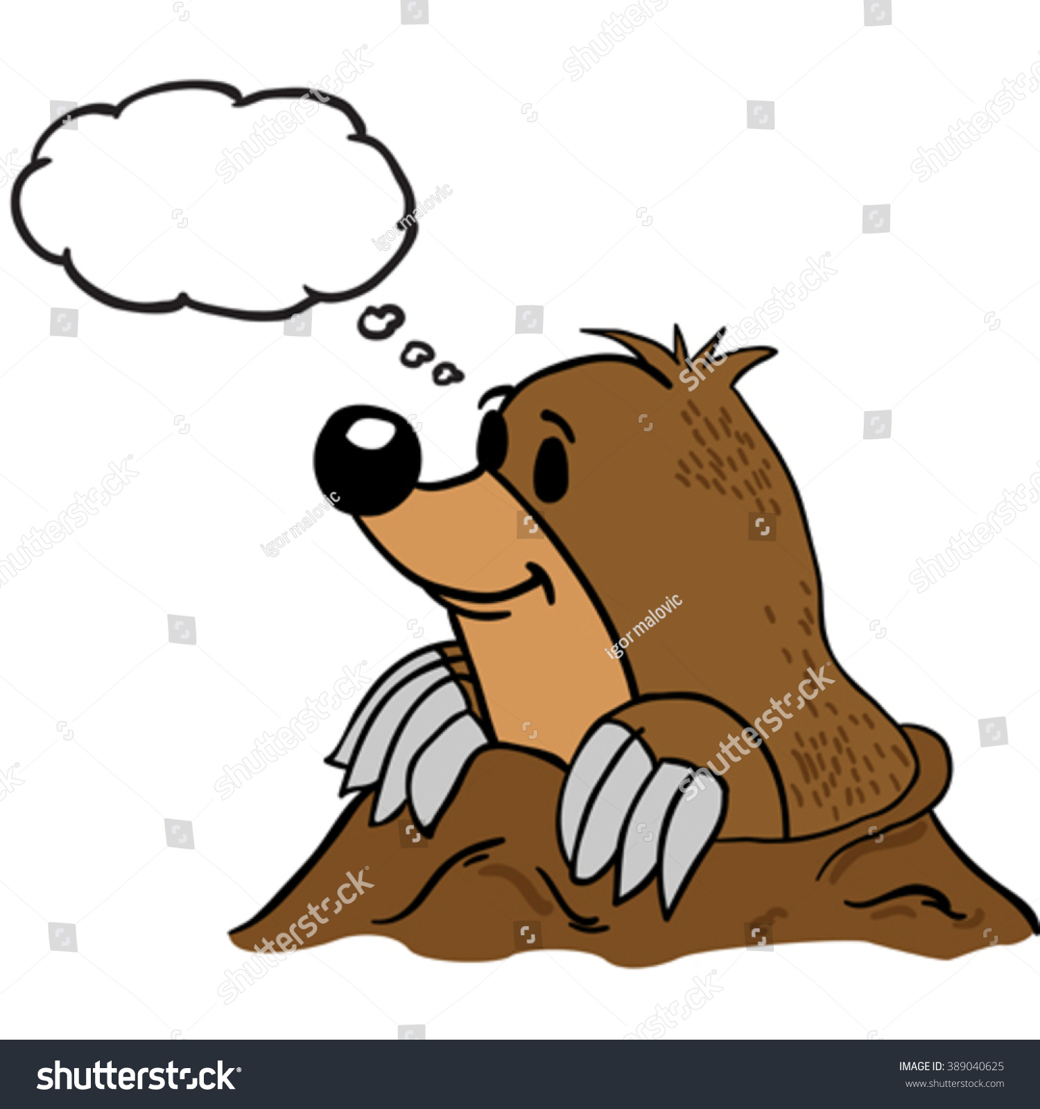 Mole Thought Bubble Cartoon: เวกเตอร์สต็อก (ปลอดค่าลิขสิทธิ์) 389040625