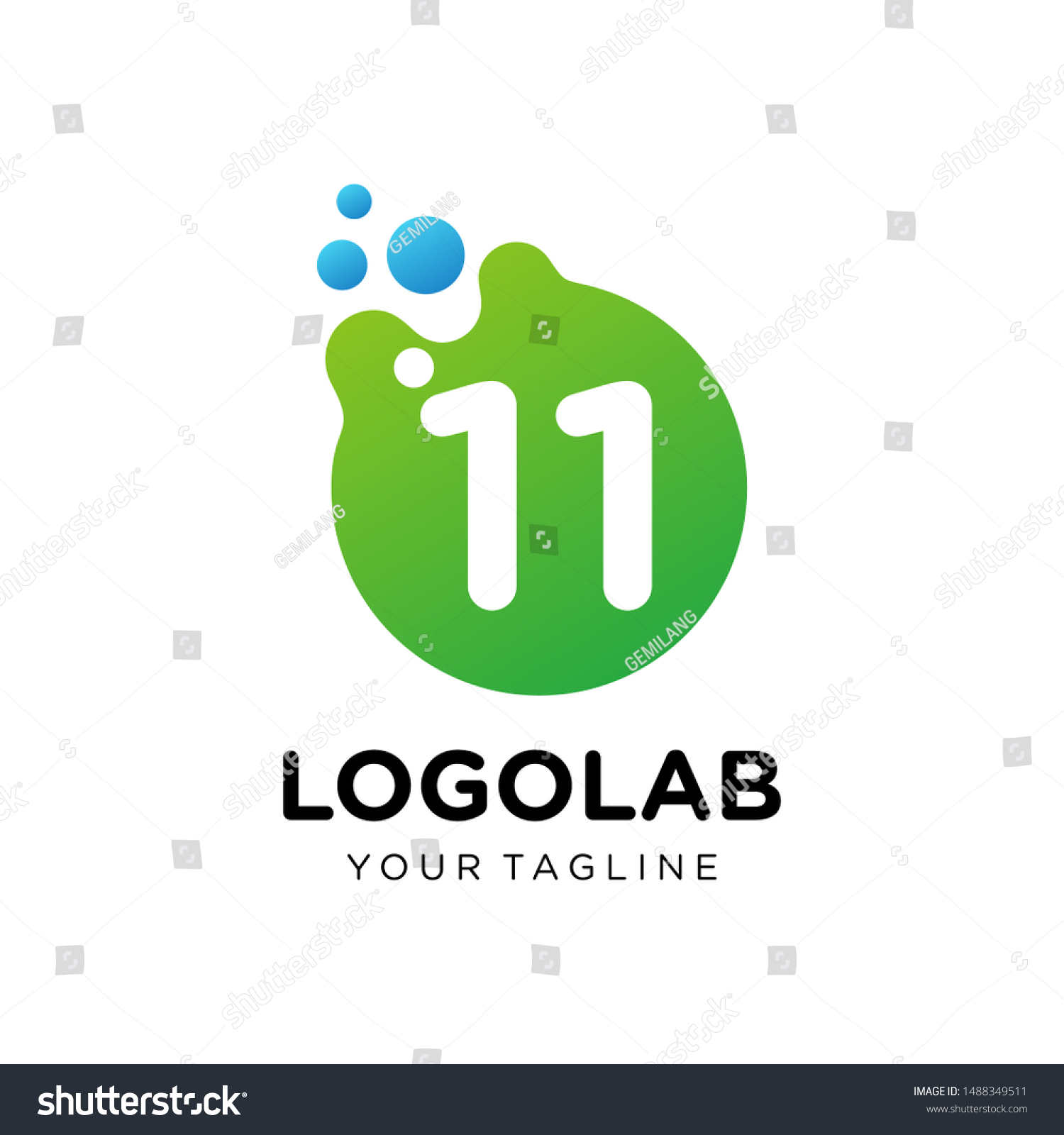 Molecule Initial Number 11 Logo Design: vector de stock (libre de ...