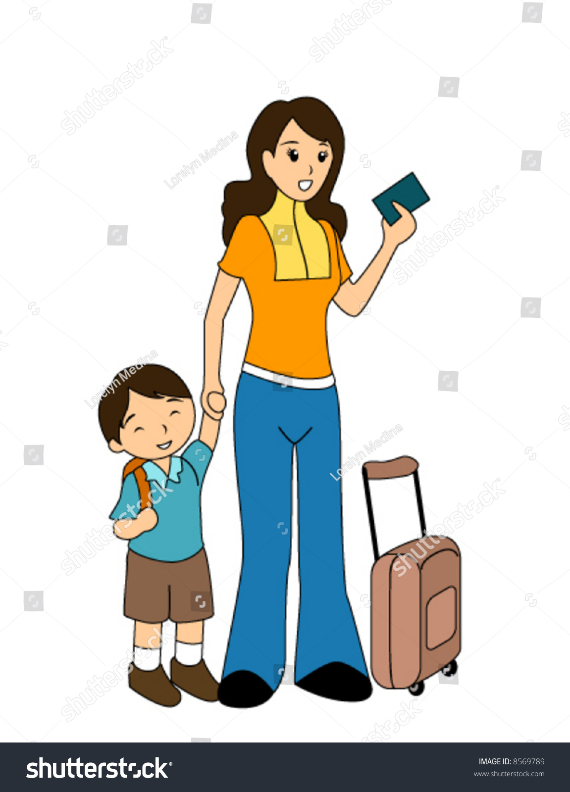Mom Son Traveling Vector: เวกเตอร์สต็อก (ปลอดค่าลิขสิทธิ์) 8569789 ...