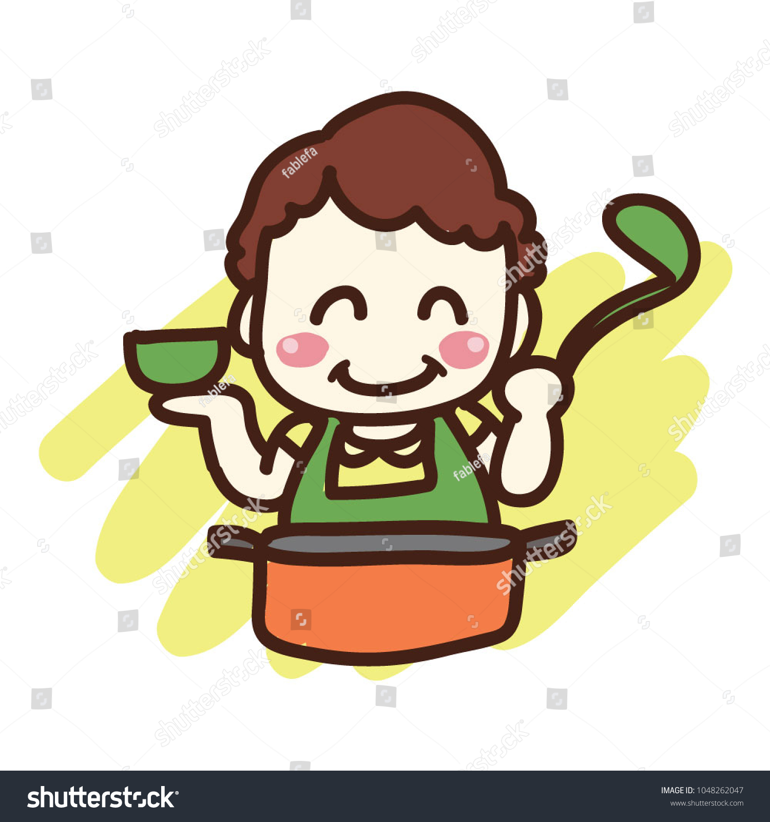 Vektor Stok Mom Cooking Vector Cartoon (Tanpa Royalti) 1048262047 ...