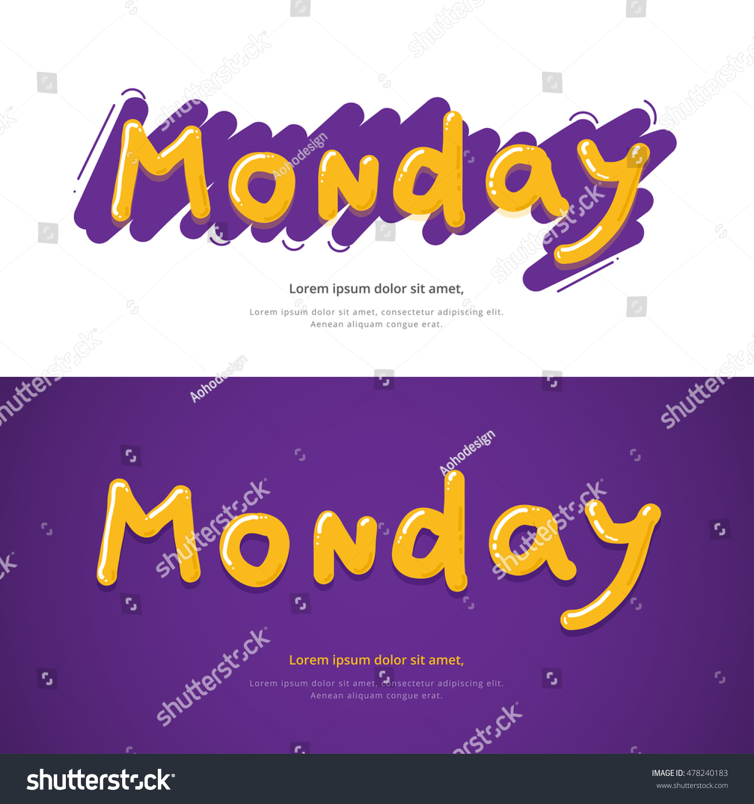 Monday Typography Hand Drawn Vector Illustration Stock Vector (Royalty ...