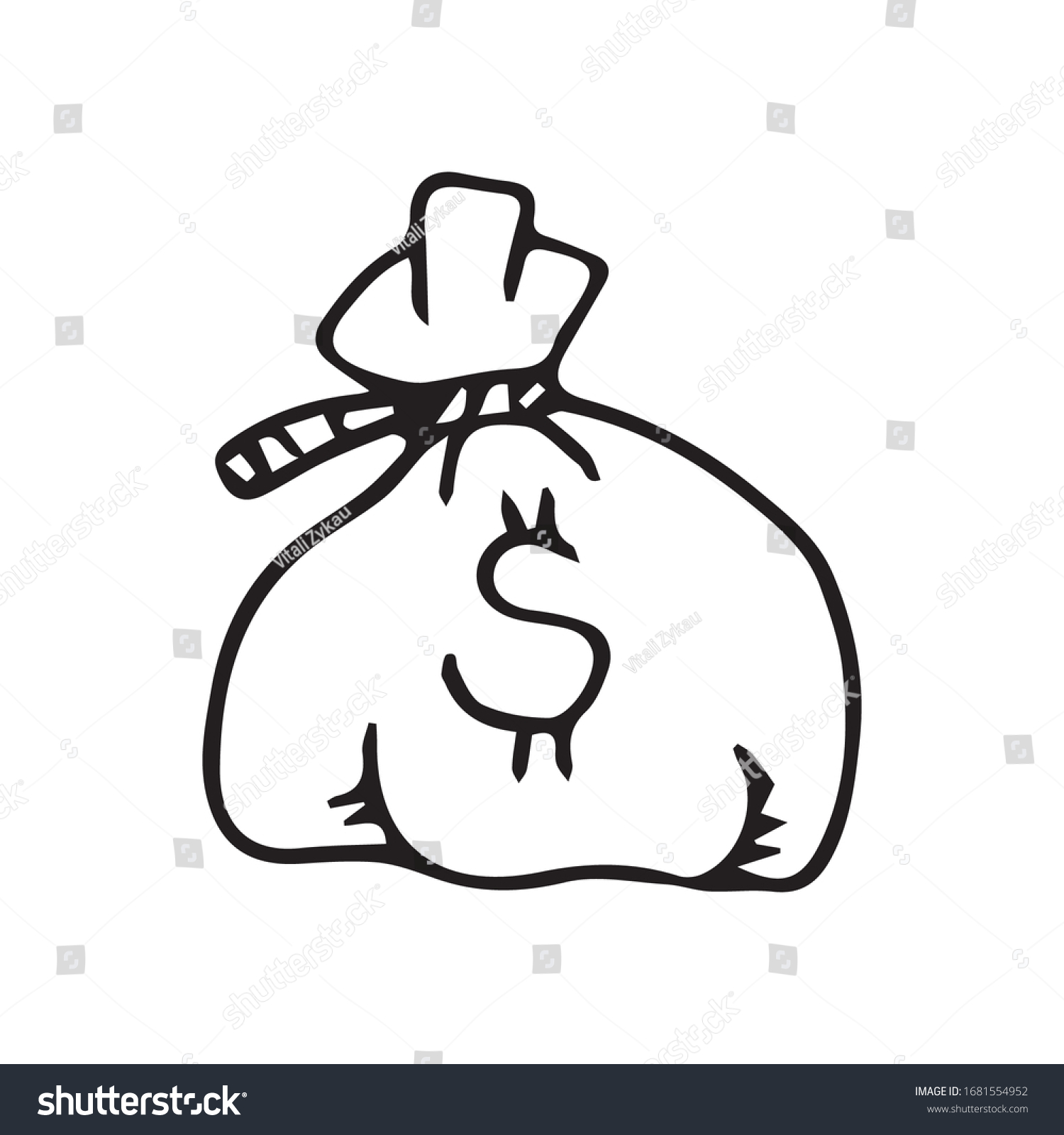 Money Bag Drawing Vector Sketch Stock Vector (Royalty Free) 1681554952 ...