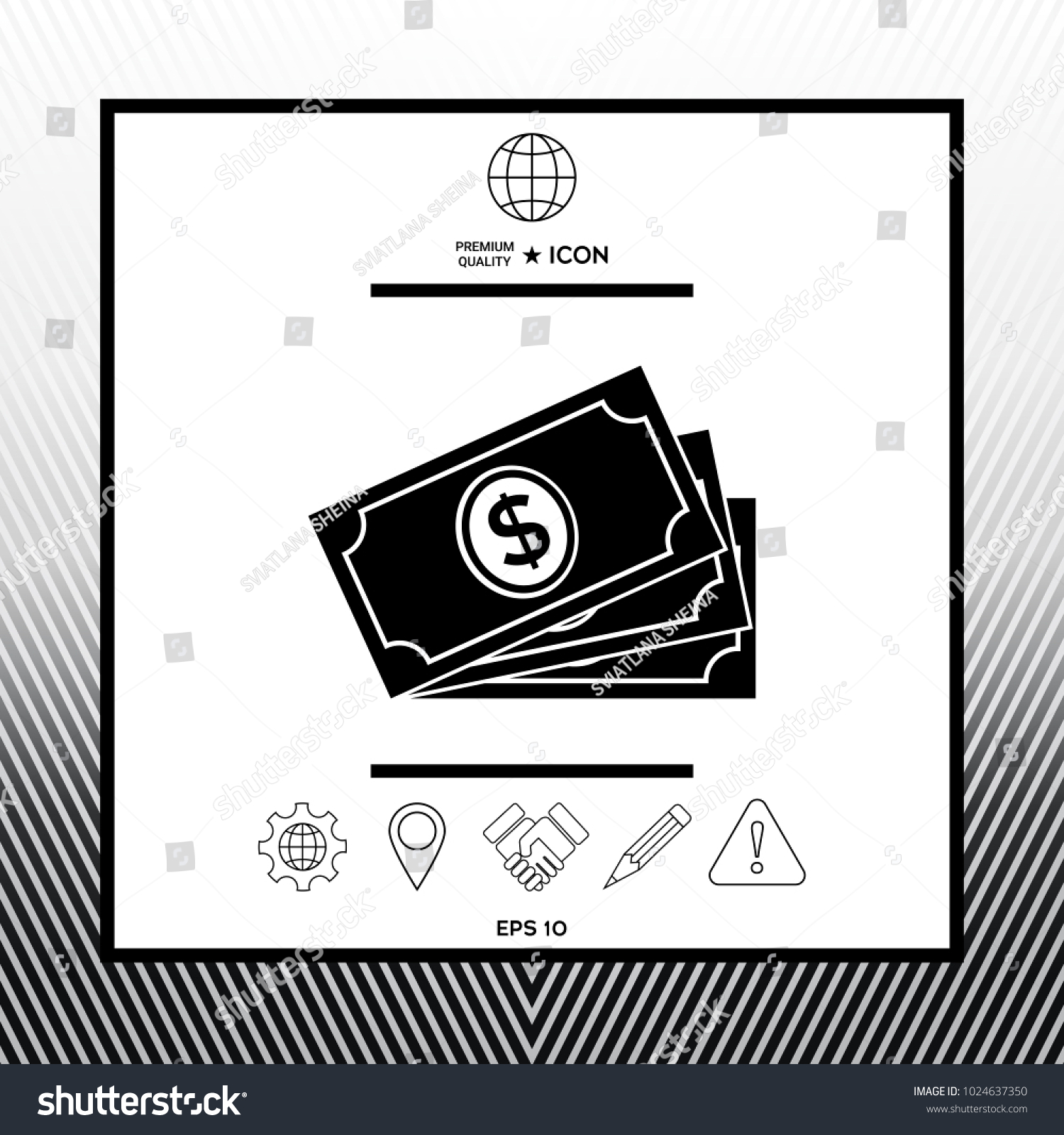 Money Banknotes Stack Dollar Symbol Icon Stock Vector (Royalty Free ...