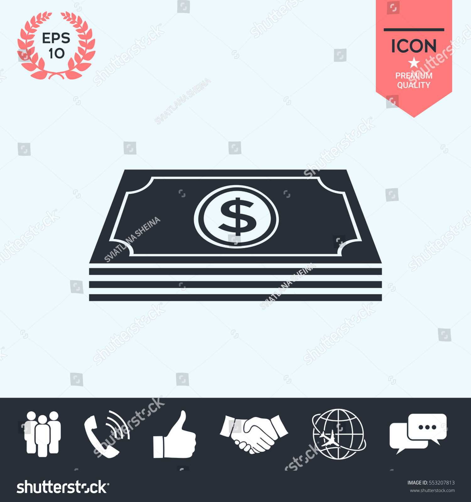 Money Banknotes Stack Dollar Symbol Icon Stock Vector (Royalty Free ...