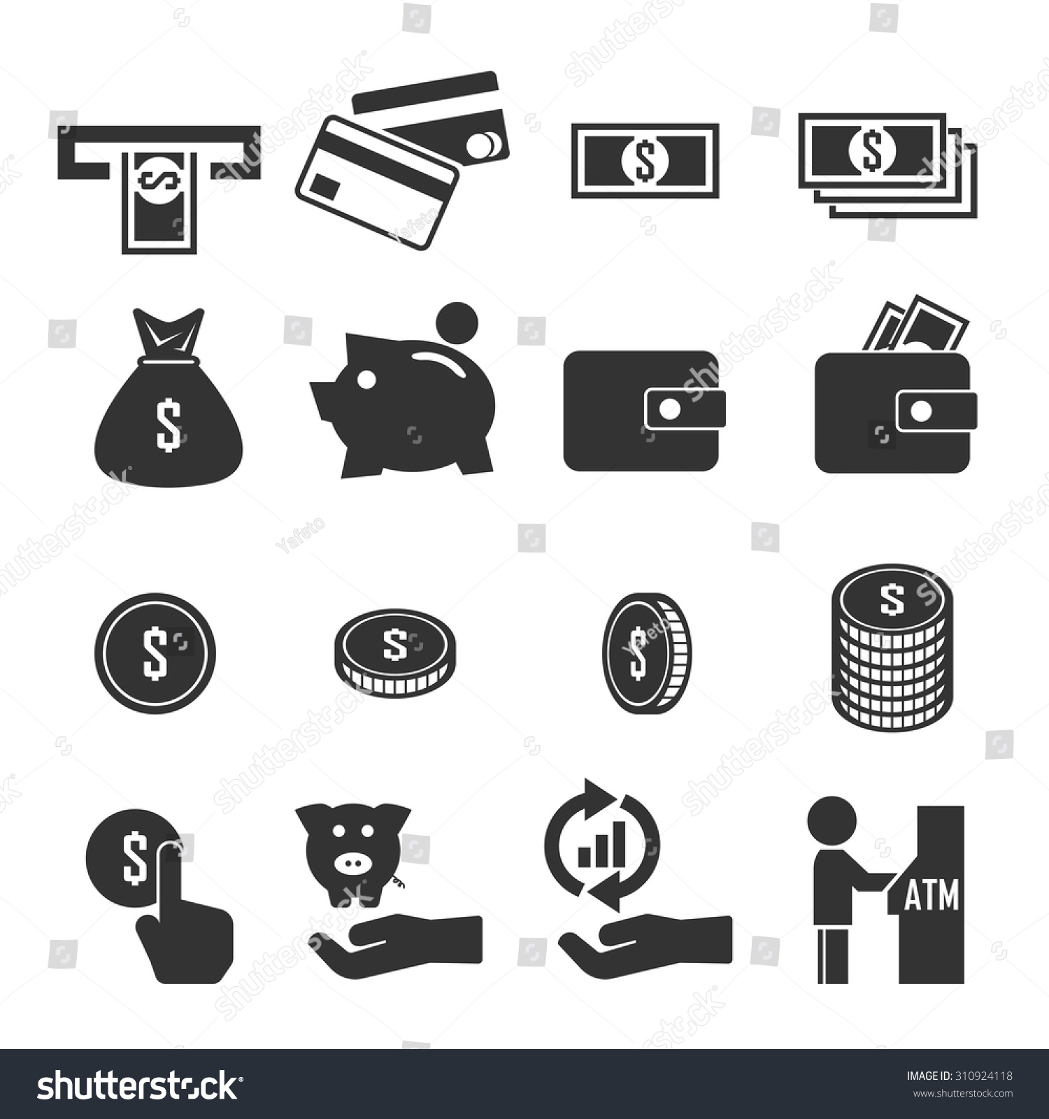 Money Icon Set Stock Vector 310924118 : Shutterstock