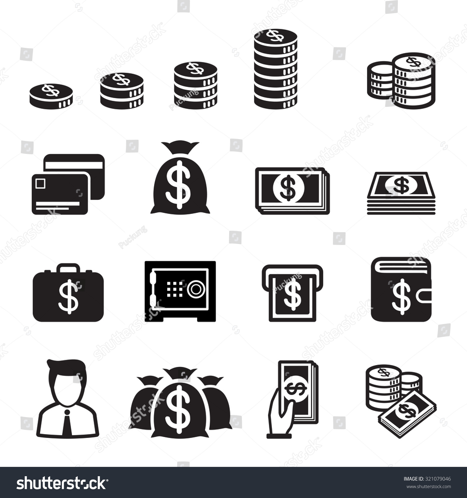 Money Icon Set Stock Vector 321079046 : Shutterstock