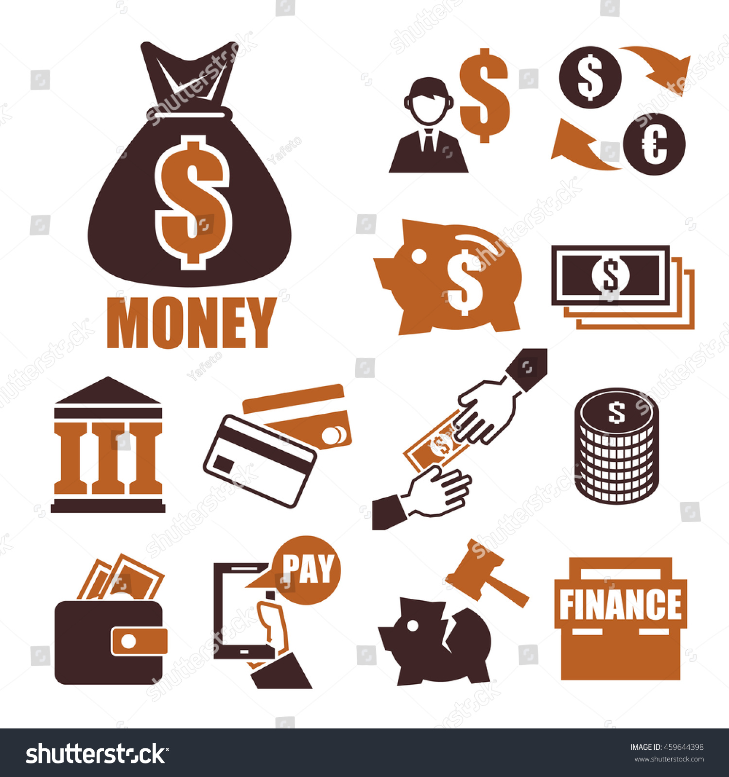 Money Icon Set Stock Vector 459644398 : Shutterstock