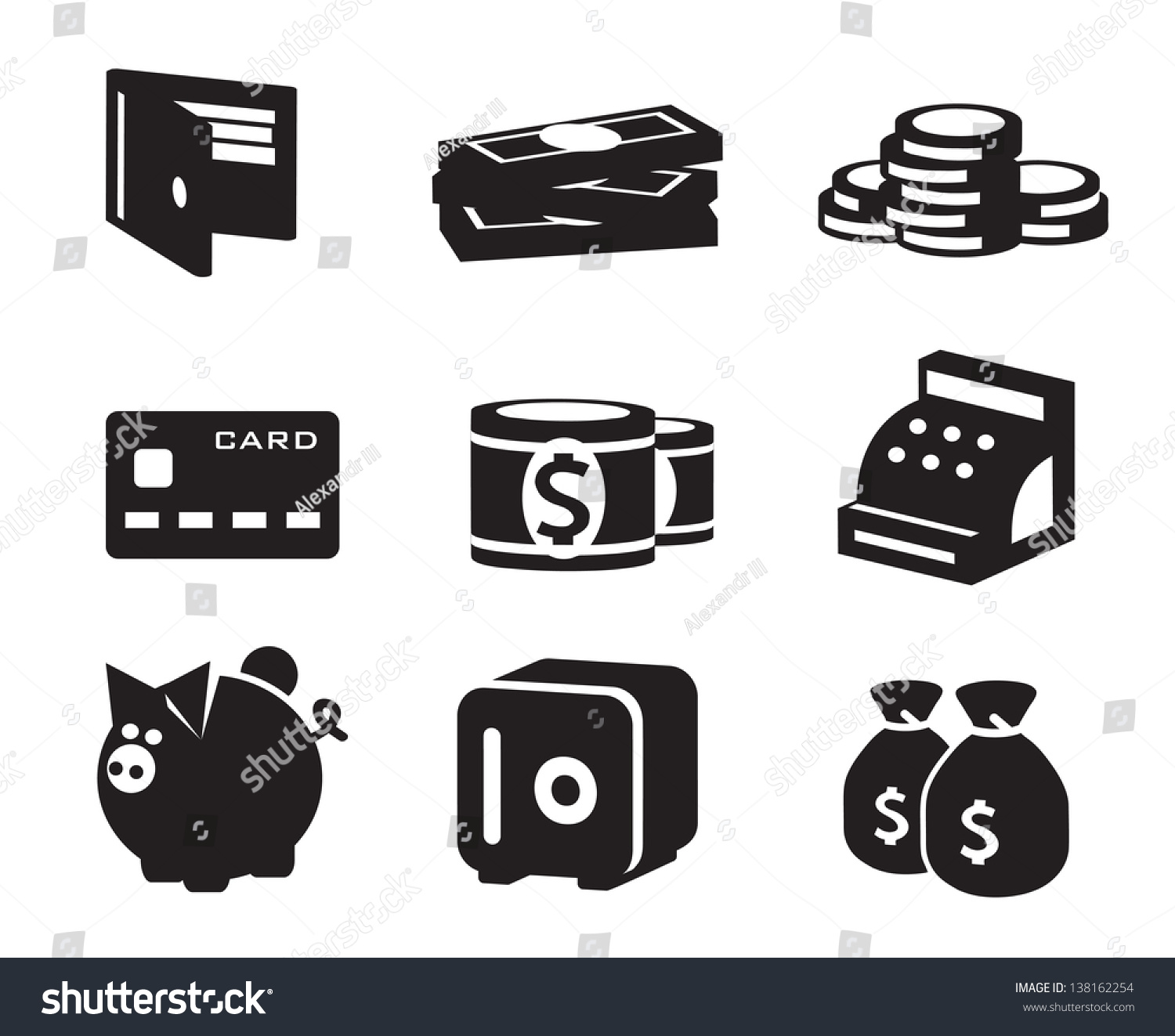Money Icons Vector Set Stock Vector (Royalty Free) 138162254