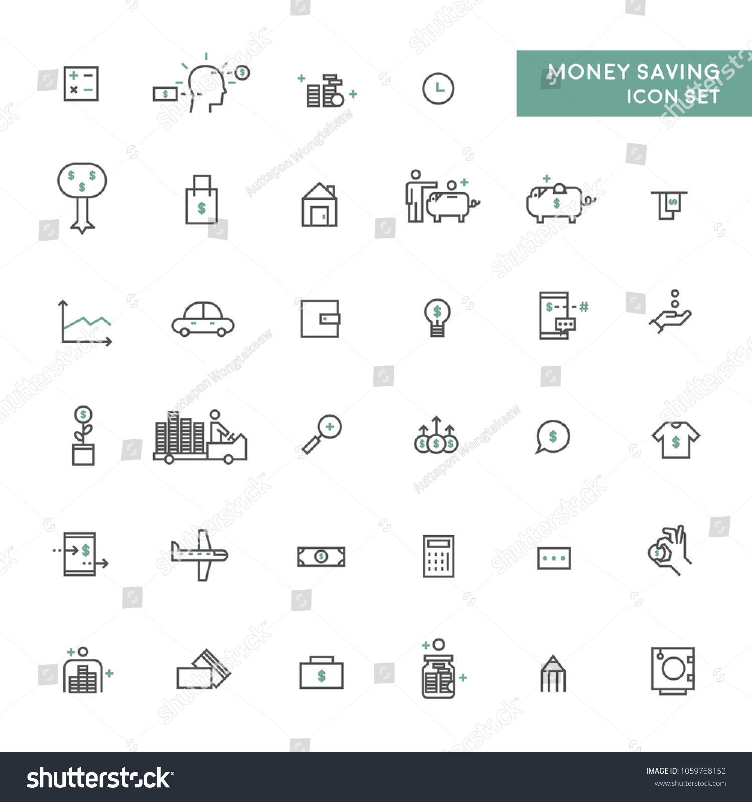 Money Saving Icon Set Thin Line Stock Vector (Royalty Free) 1059768152 ...