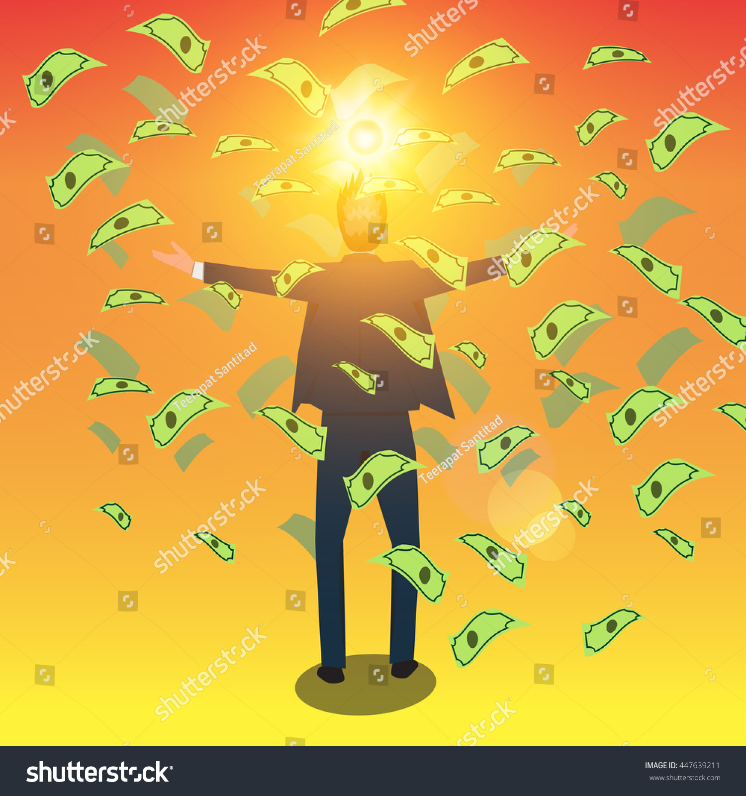 Money Storm Vector Illustration Stock Vector (Royalty Free) 447639211 ...