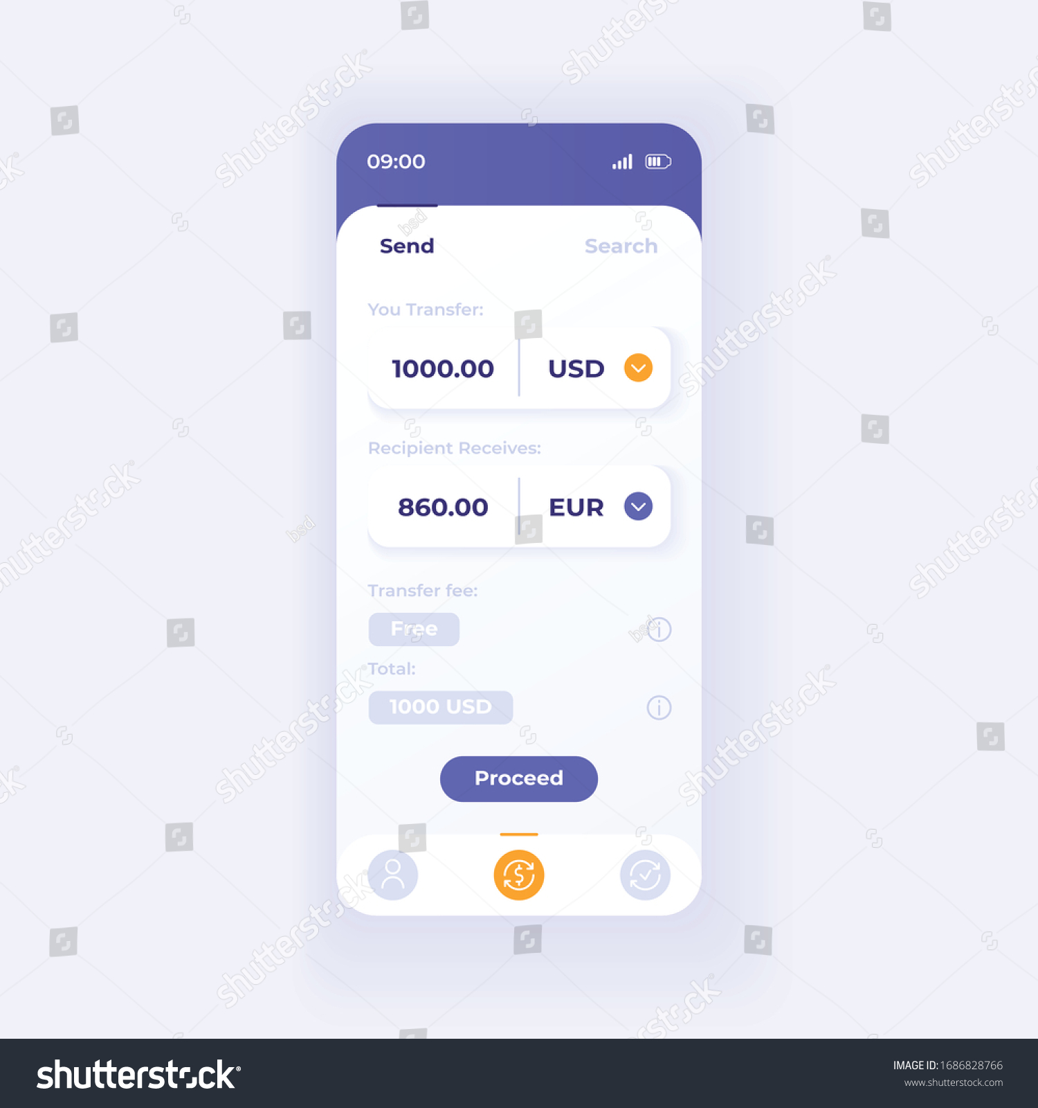Money Transfer Application Smartphone Interface Vector Stock Vector ...