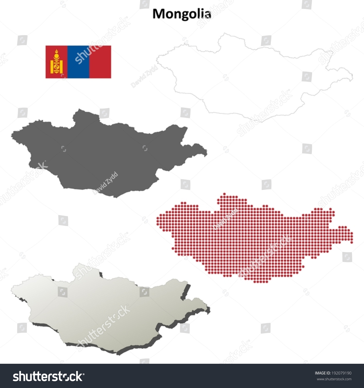 Mongolia Blank Detailed Outline Map Set Stock Vector (Royalty Free ...