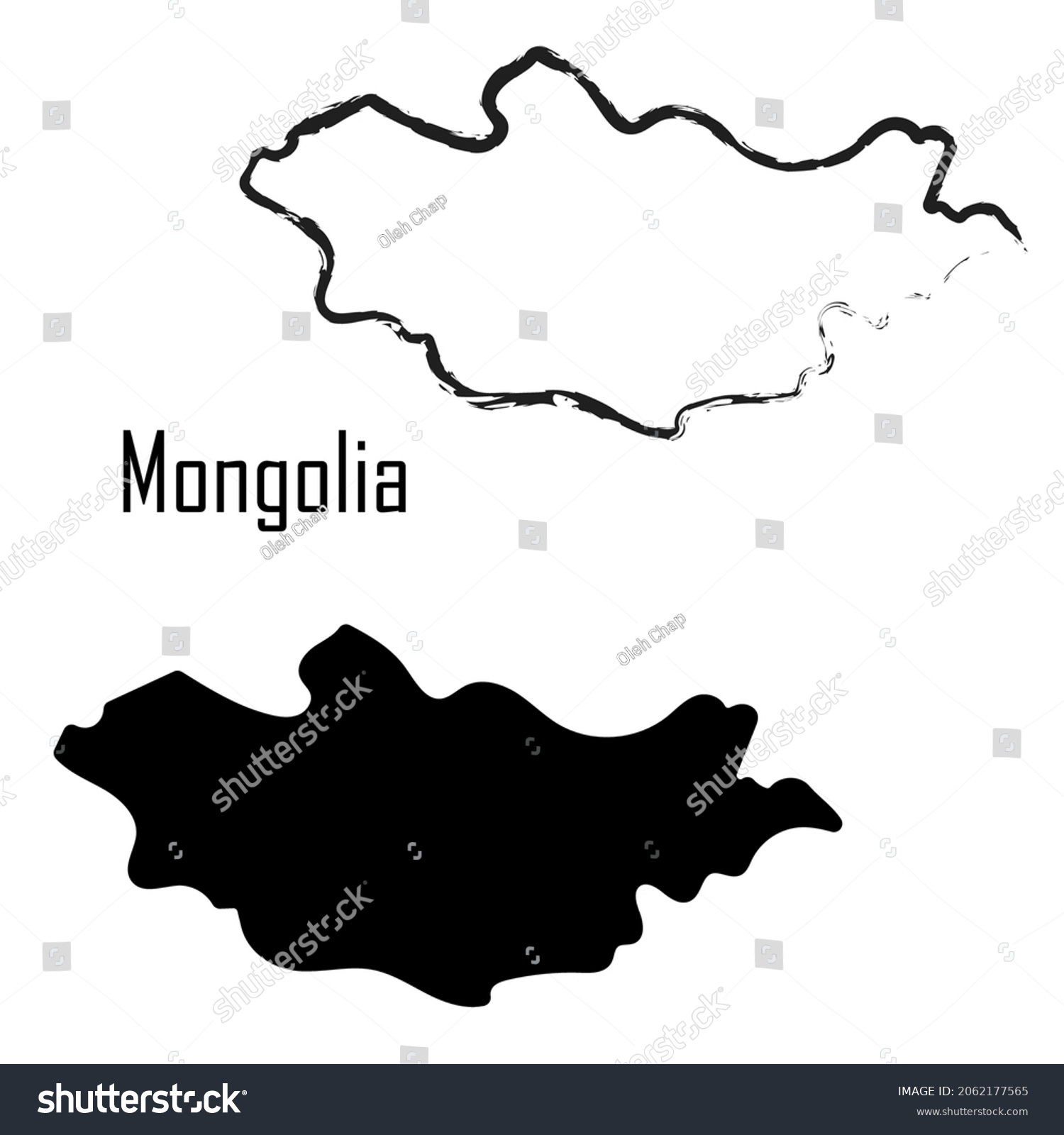 Mongolia Map Black White Vector Illustration Stock Vector (Royalty Free ...
