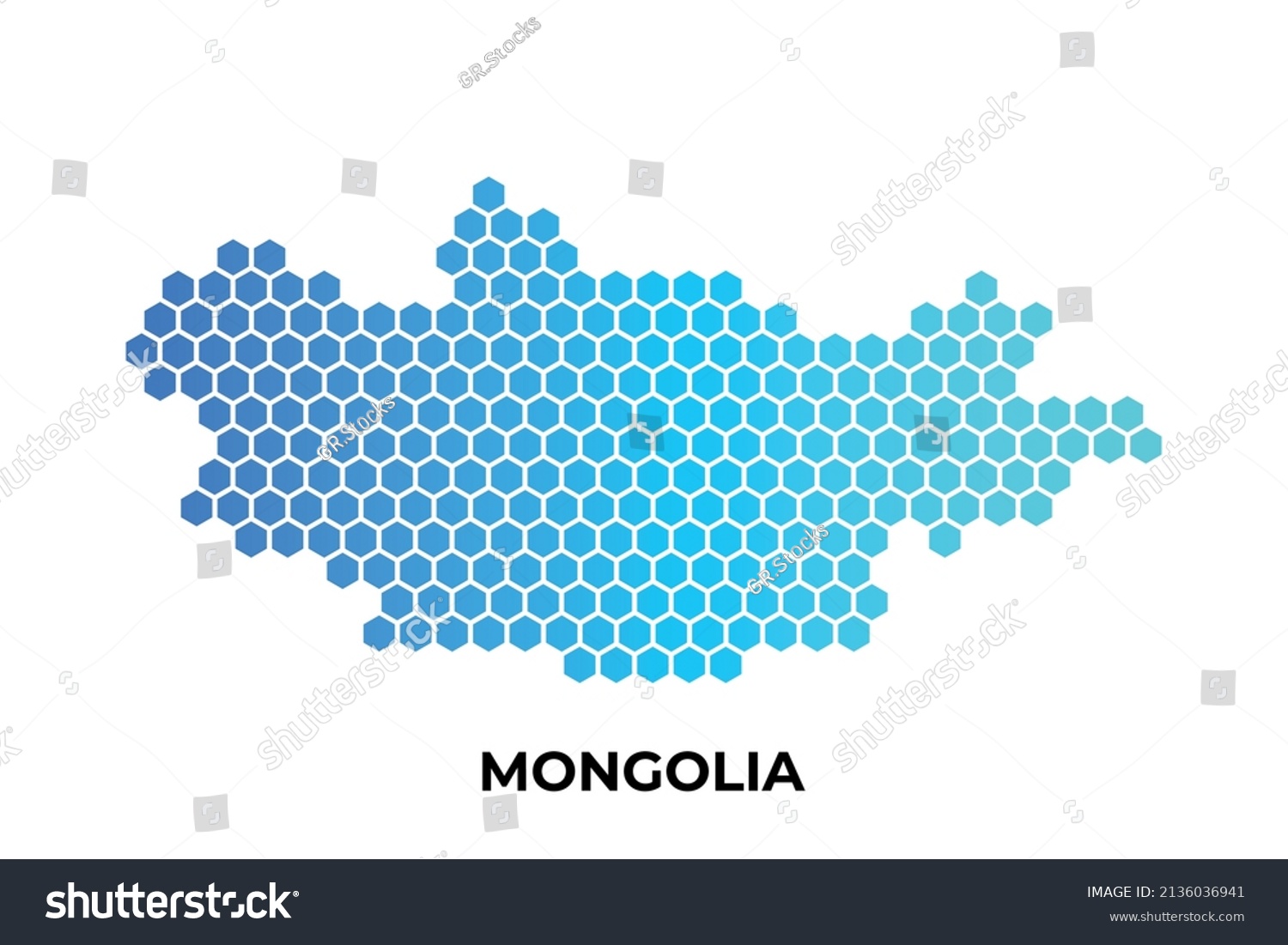 Mongolia Map Digital Hexagon Shape On Stock Vector (Royalty Free ...