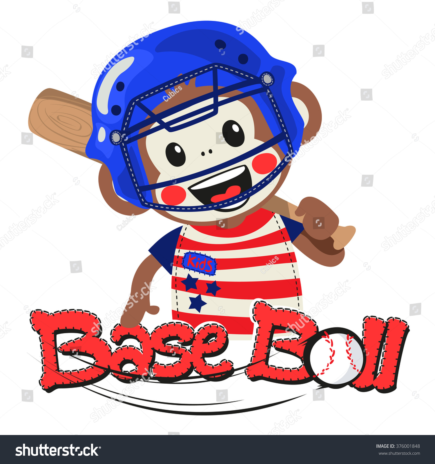 Monkey Boy Holding Playing Baseball Illustration Stock Vector (Royalty ...