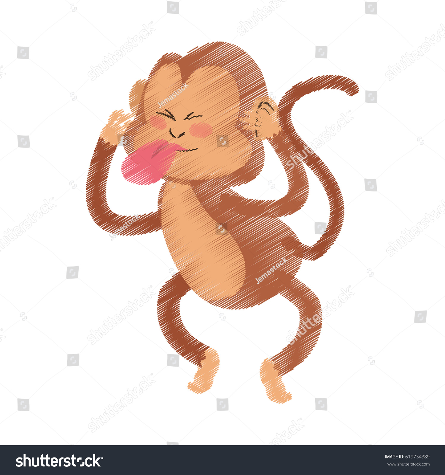 Monkey Cartoon Icon Image Stock Vector (Royalty Free) 619734389 ...