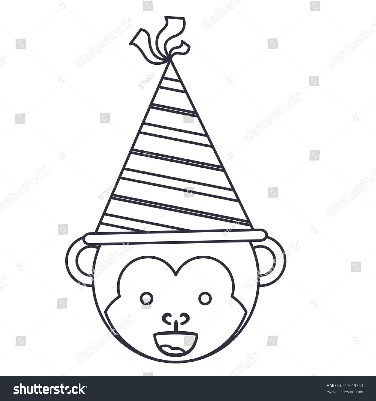 Monkey Cartoon Party Hat Design Stock Vector (Royalty Free) 517619353