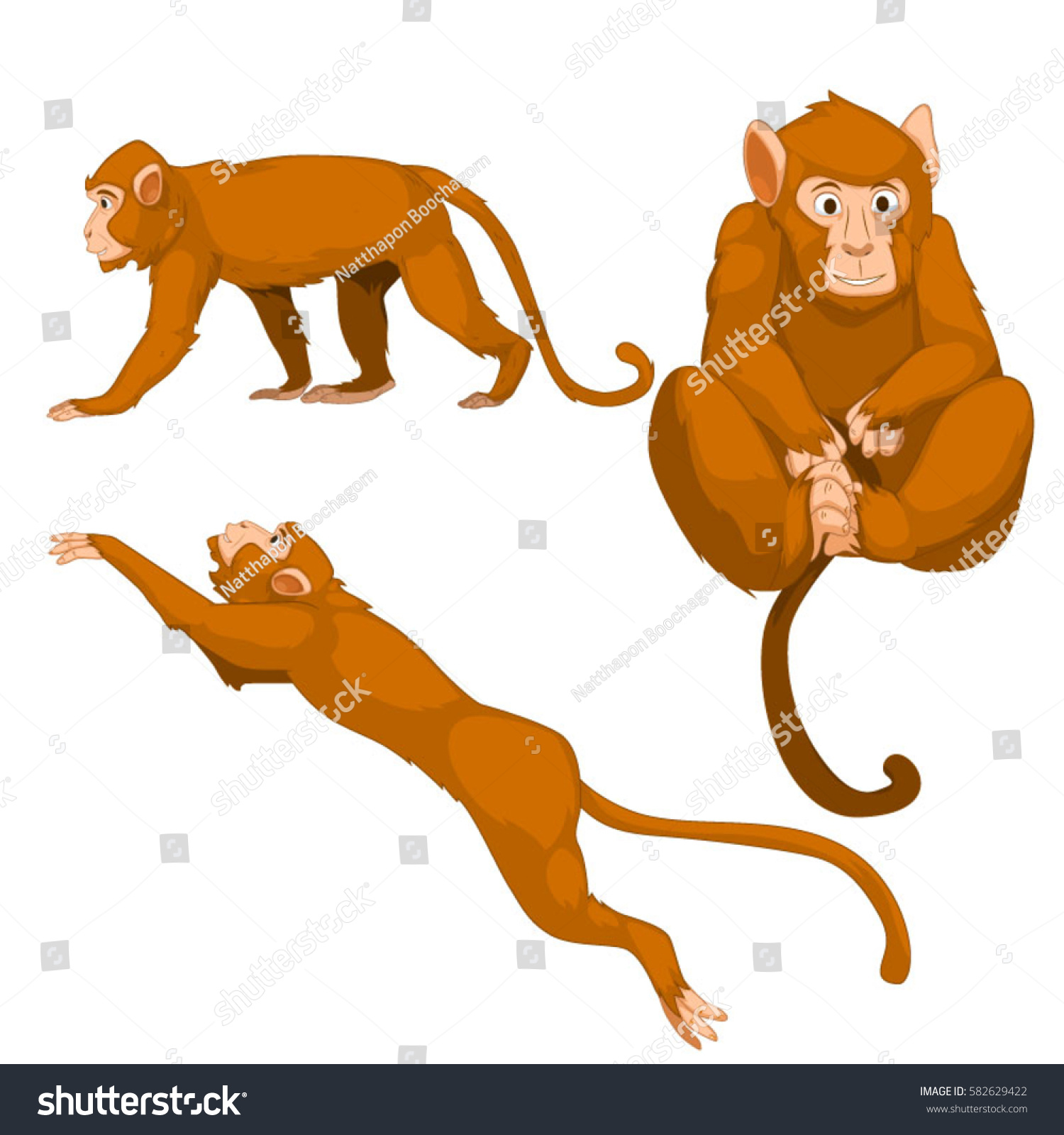 Monkey Cartoons Set B 2 Stock Vector (Royalty Free) 582629422 ...