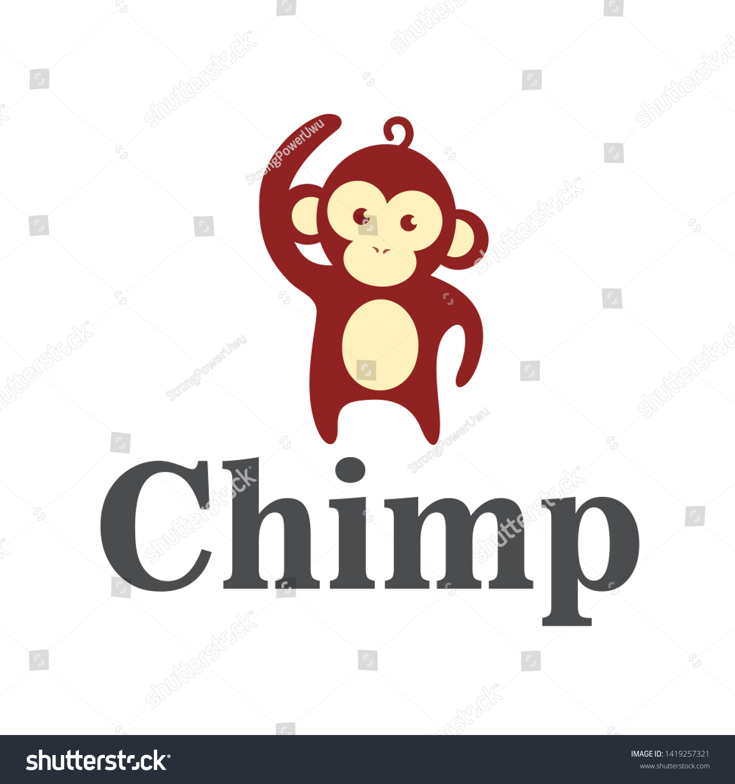Monkey Chimp Chimpanzee Logo White Background: vector de stock (libre ...