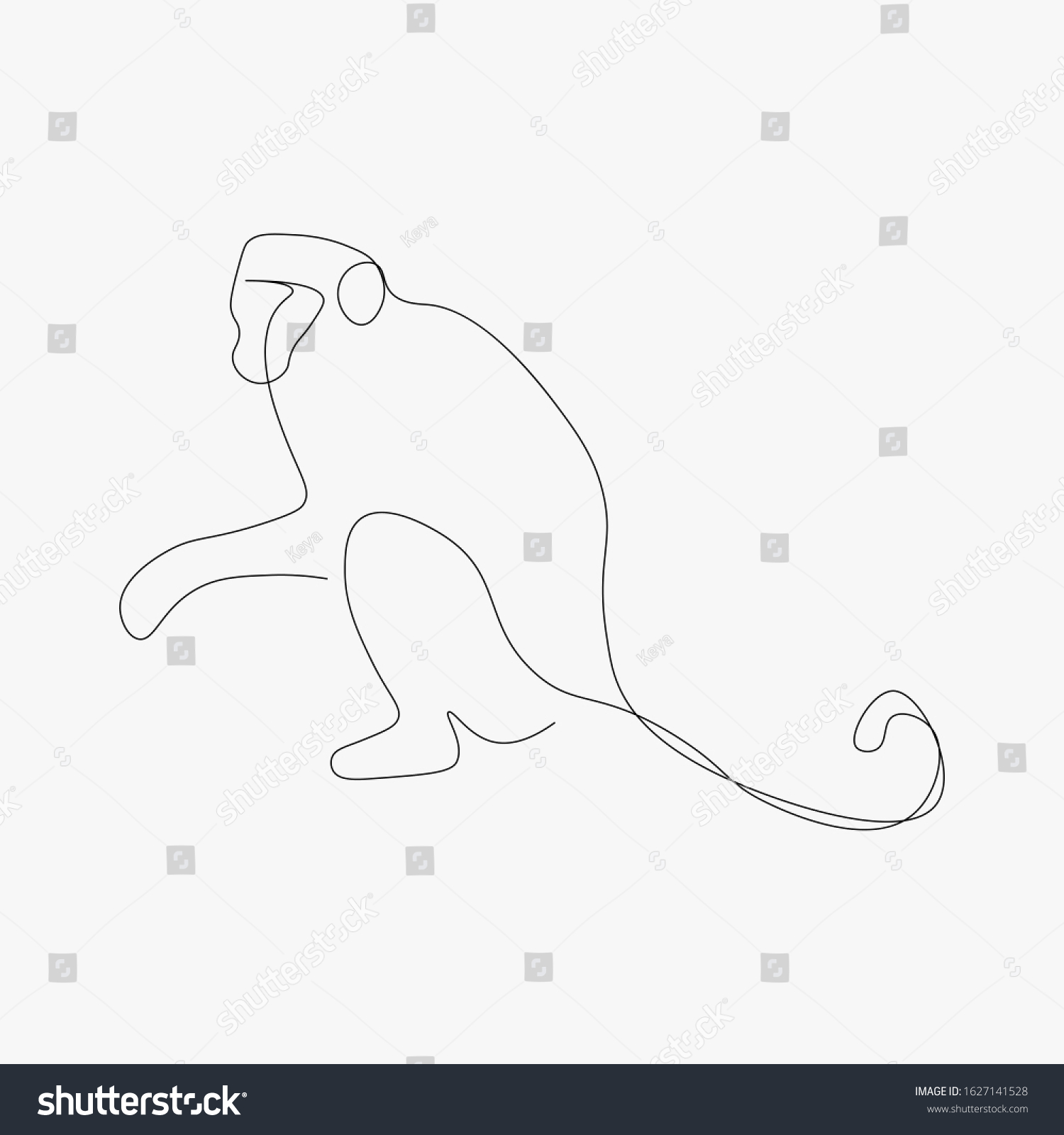 Monkey Continuous Line Drawing Animal Vector Stock Vector (Royalty Free ...
