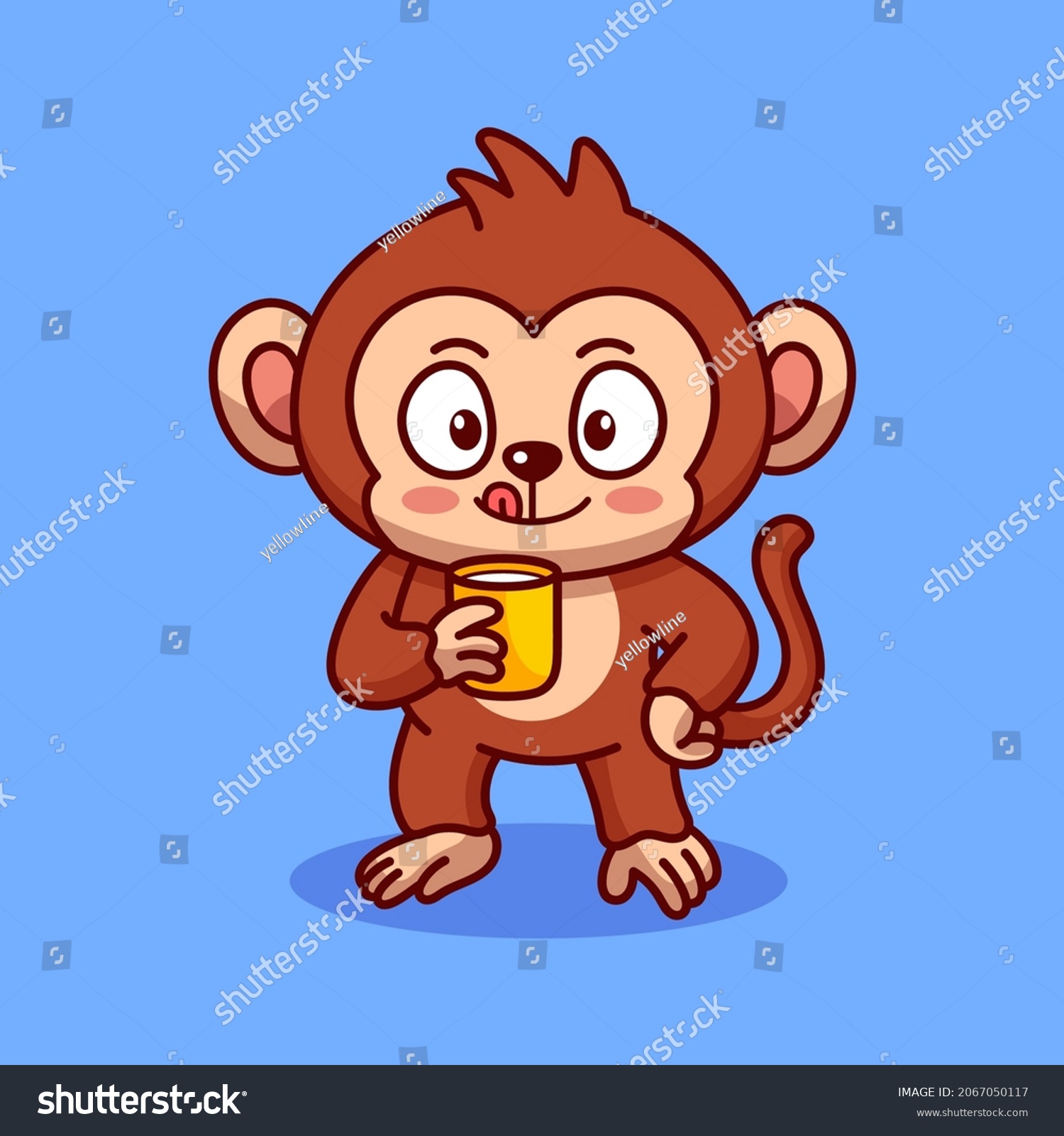 Monkey Drinking Milk Vector Cartoon Illustration Stock Vector (Royalty ...