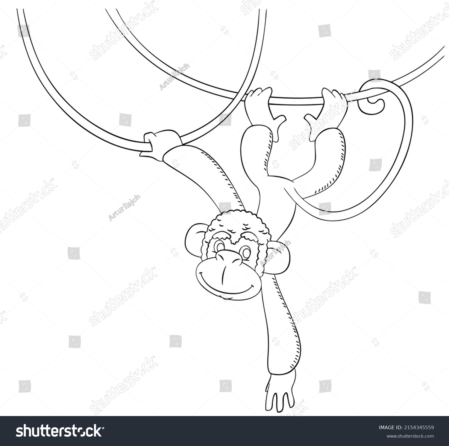 Monkey Element Coloring Page Cartoon Style Stock Vector (Royalty Free ...