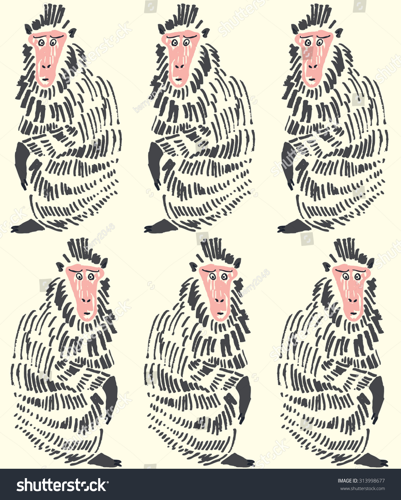 Monkey Hand Drawn Background Stock Vector (Royalty Free) 313998677 ...
