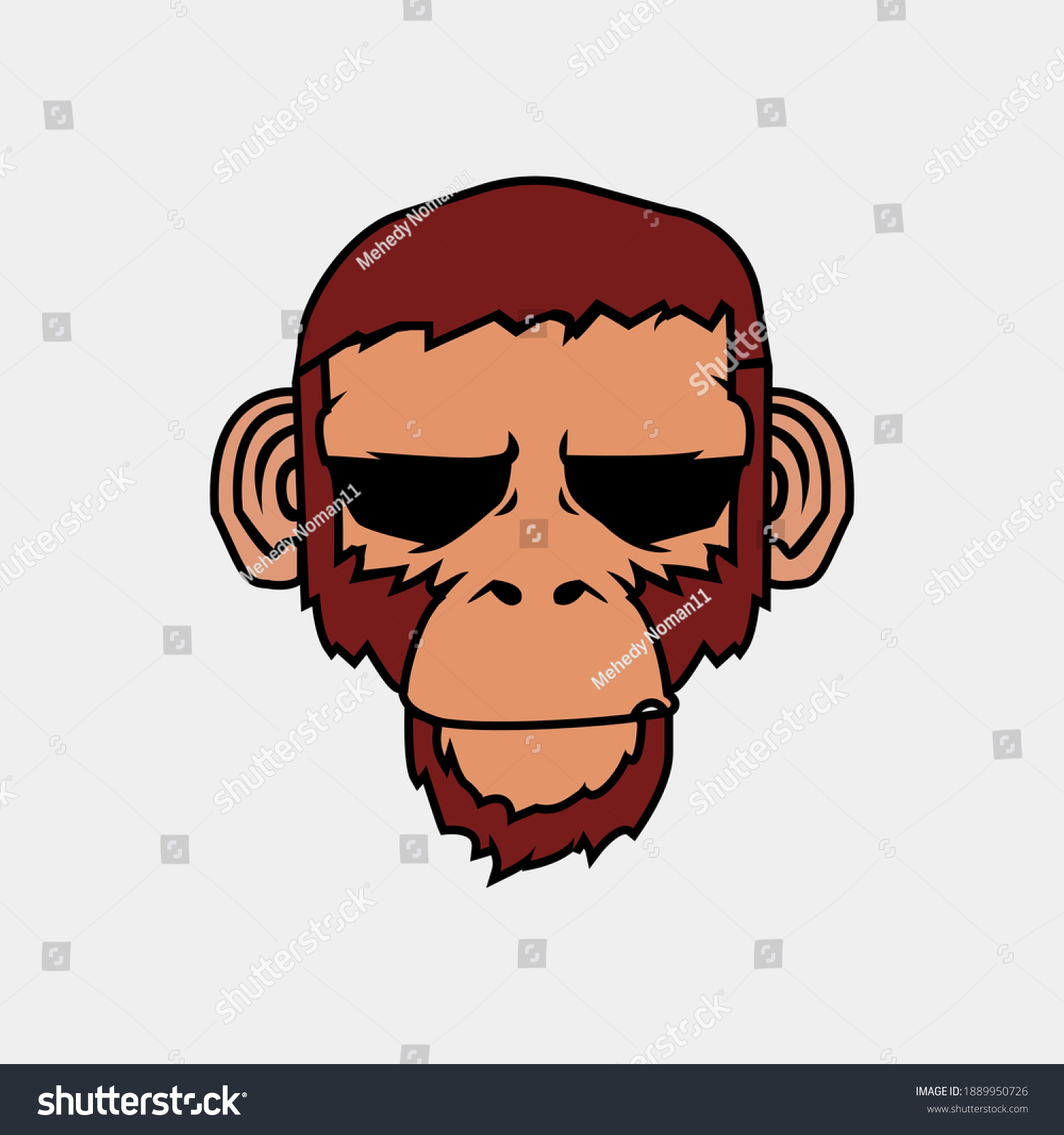 Monkey Head Mascot Vector Art Stock Vector (Royalty Free) 1889950726