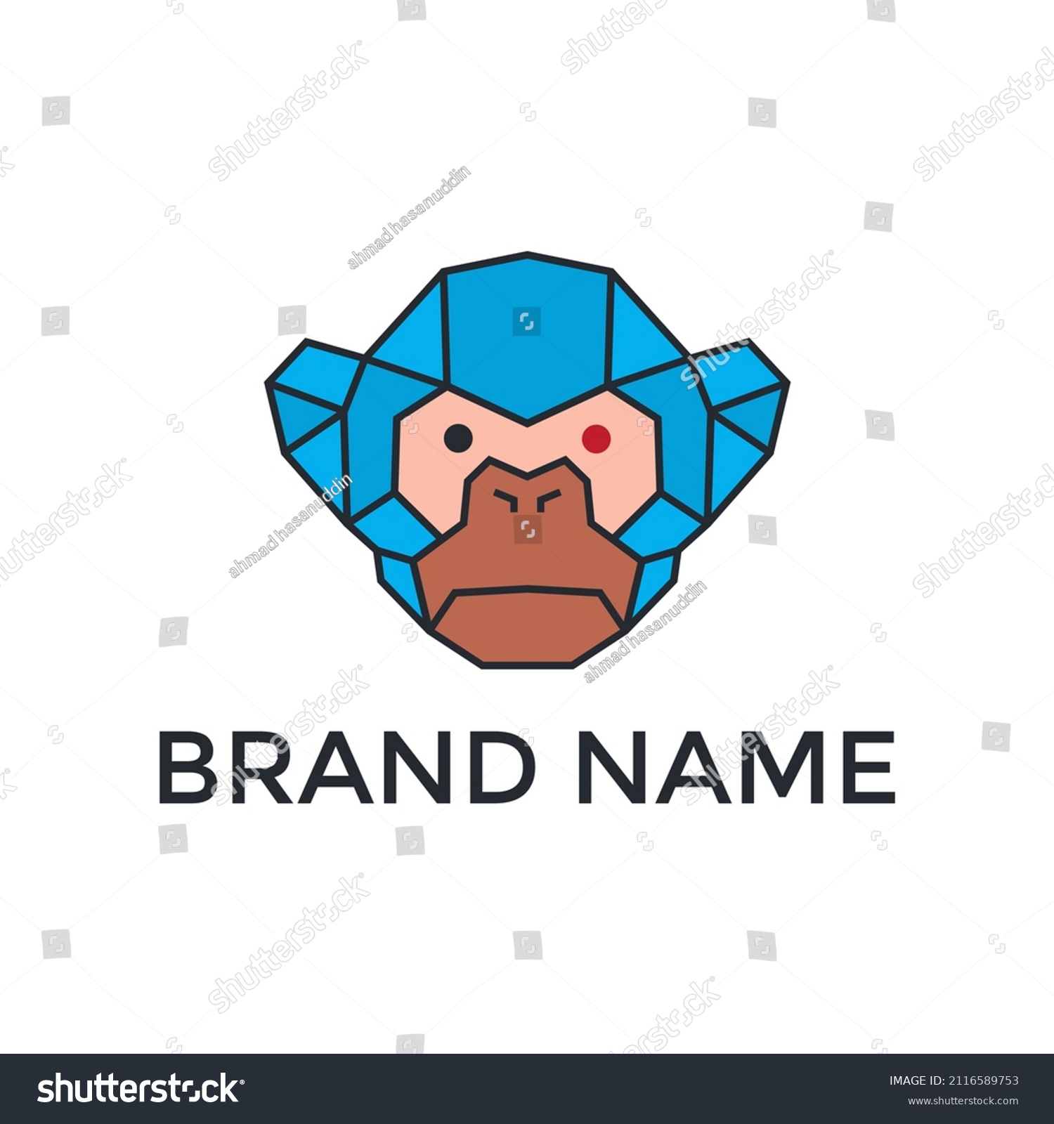 Monkey Head Robot Logo Design Vector Stock Vector (Royalty Free) 2116589753