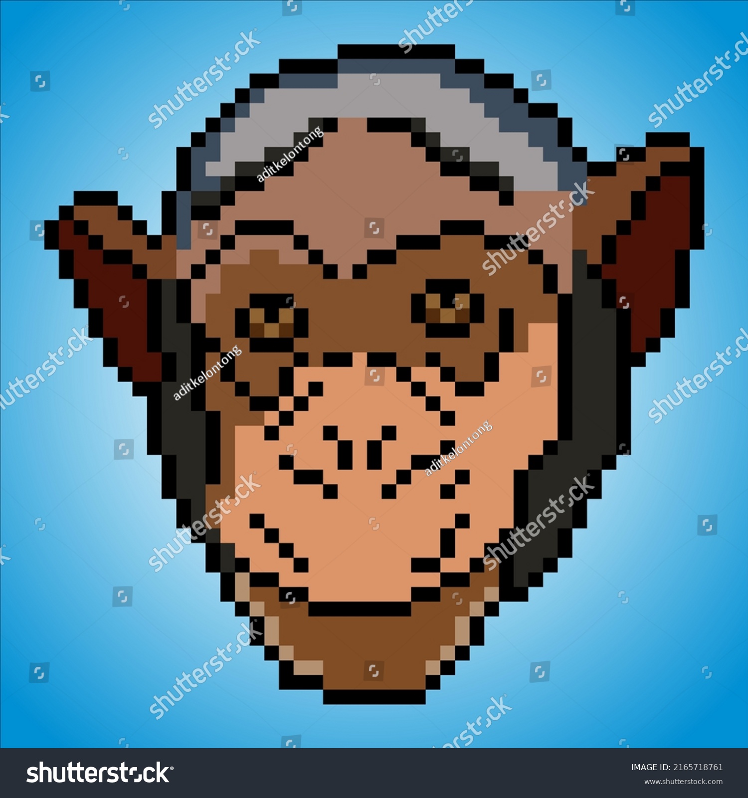 Monkey Head Pixel Art Vector Illustration Stock Vector (Royalty Free ...