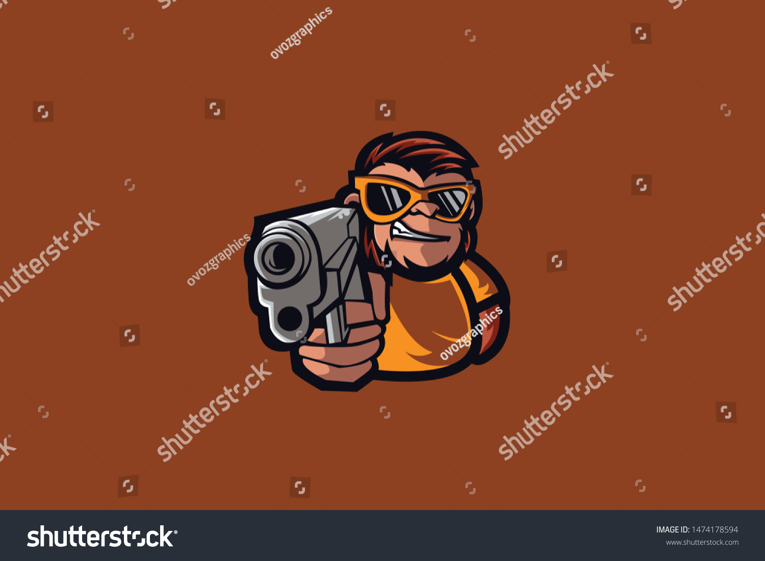 Monkey Hunter E Sports Logo: vector de stock (libre de regalías ...
