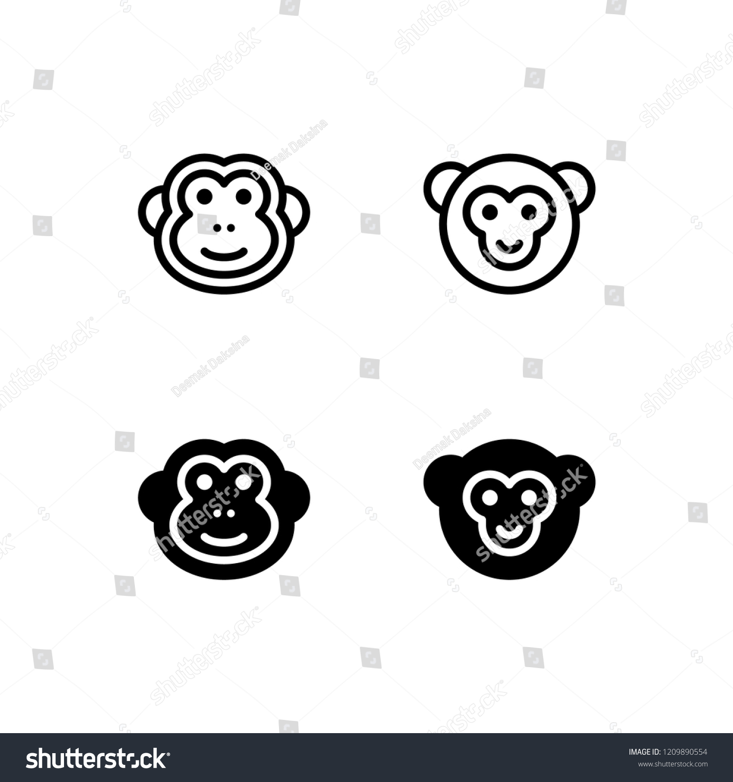 Monkey Icon Logo Vector Symbol Chimp Stock Vector (Royalty Free) 1209890554