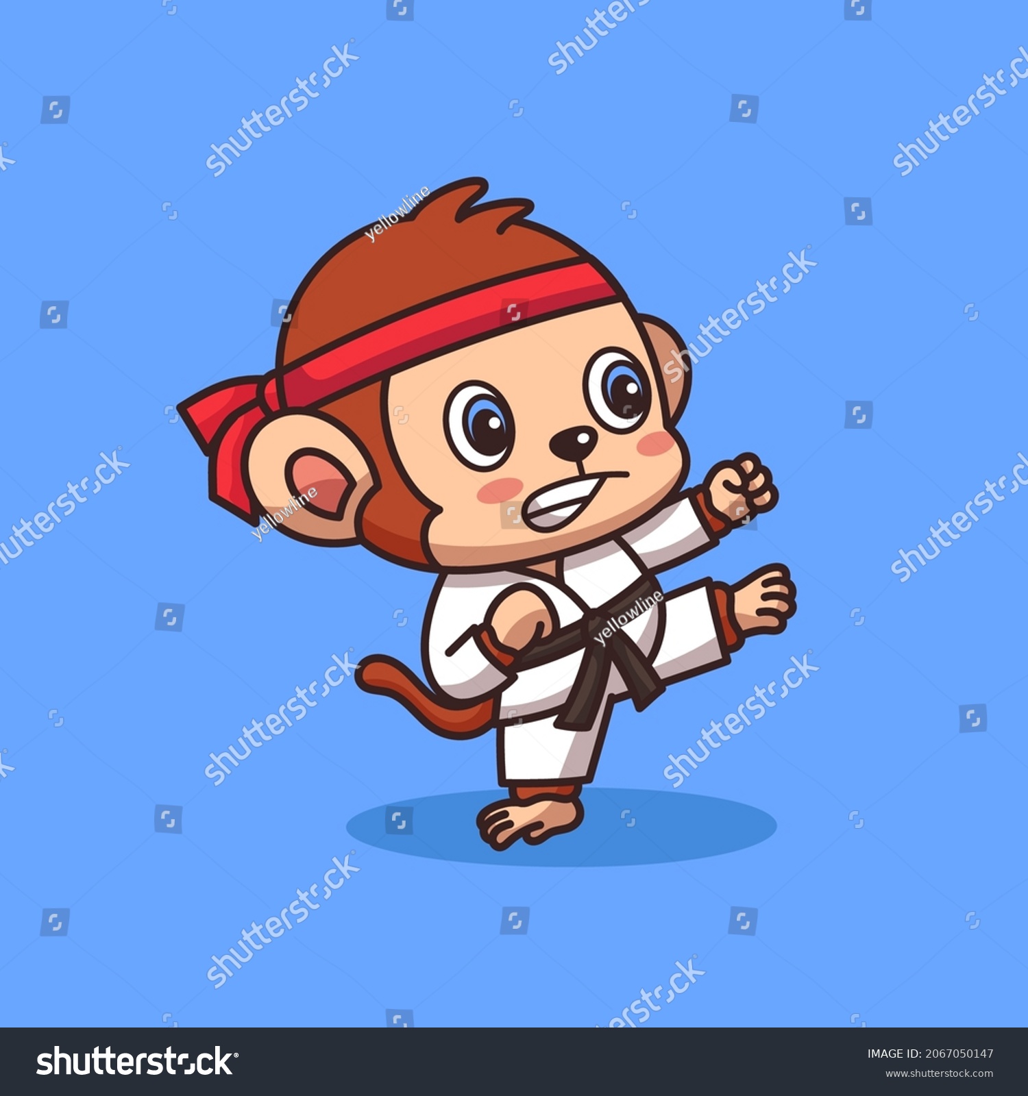 Monkey Karate Vector Cartoon Illustration Stock Vector (Royalty Free ...